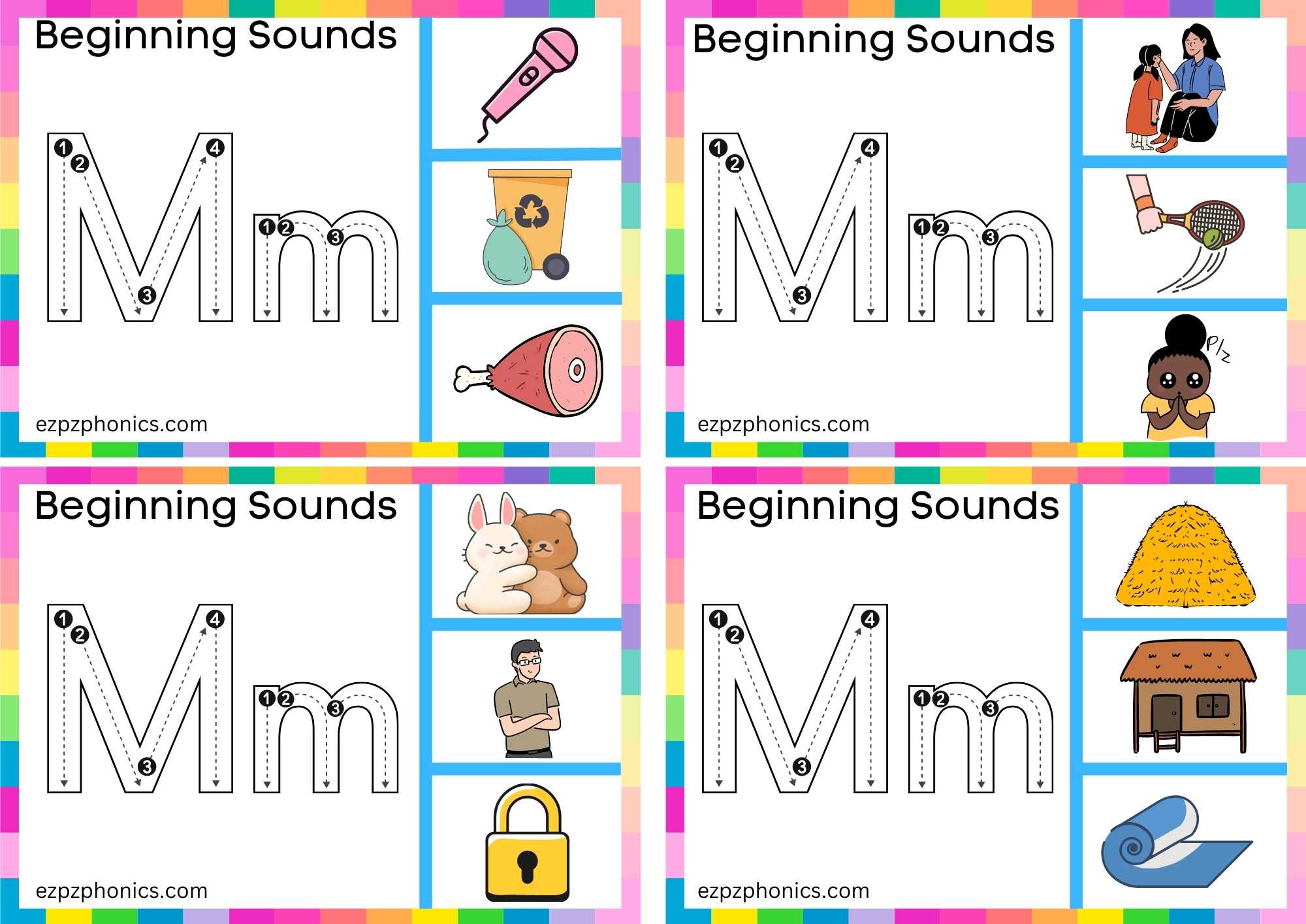 Trace The Letter M And Clip The Image Set 2 - ezpzphonics.com