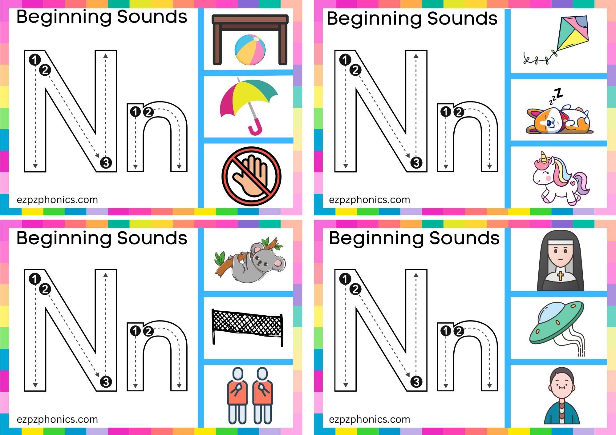 Trace The Letter N And Clip The Image Set 1 - ezpzphonics.com