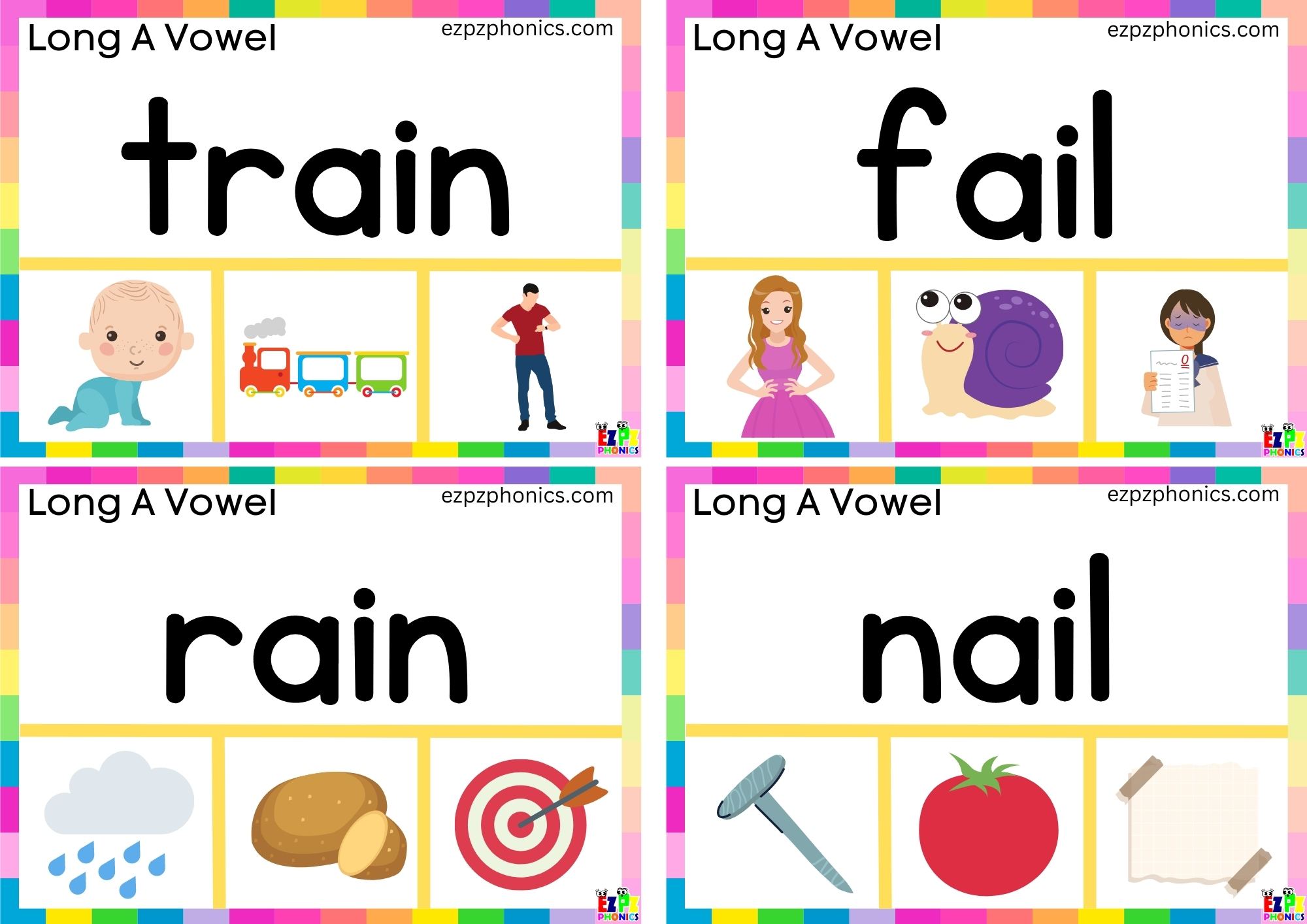 Read the word and clip the correct image Clip cards for long a vowel ai ...