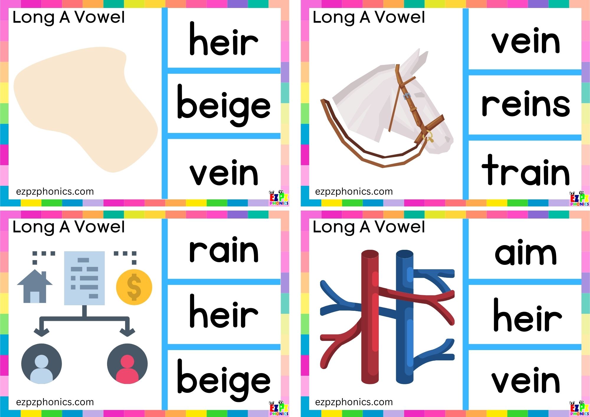 Long a vowel ei words Look at the image and clip the correct word Clip ...