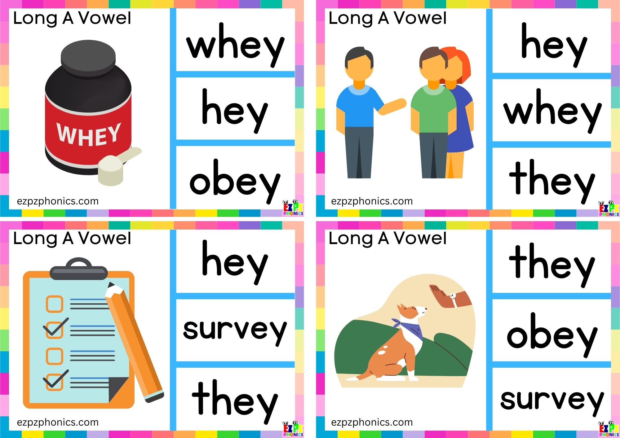 Long a vowel ey words Look at the image and clip the correct word Clip ...
