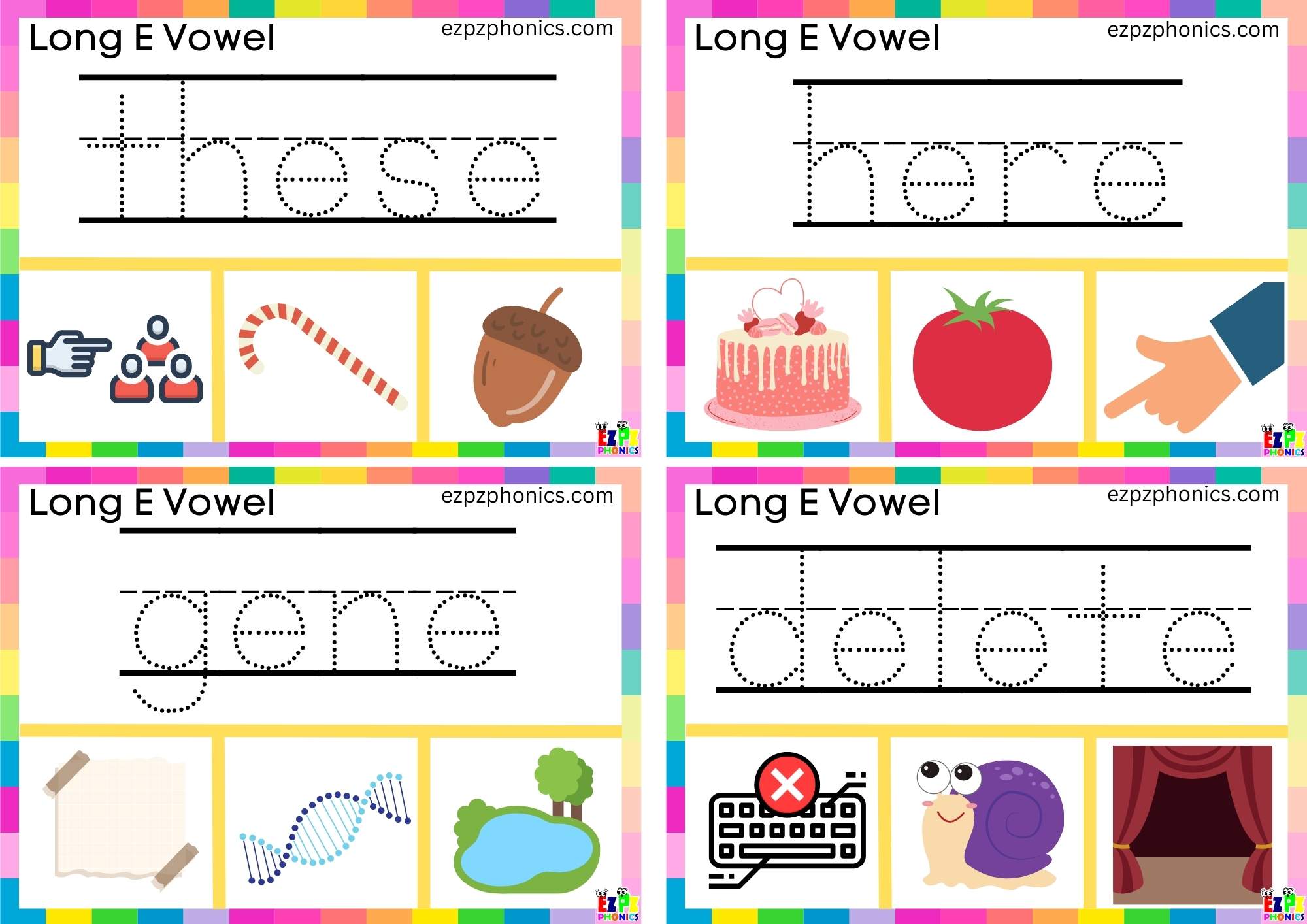Write the word and clip the image Clip cards for long e vowel e_e words ...