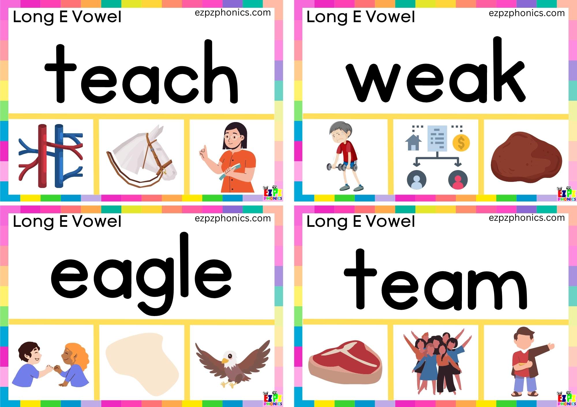 Read the word and clip the correct image Clip cards for long e vowel ea ...