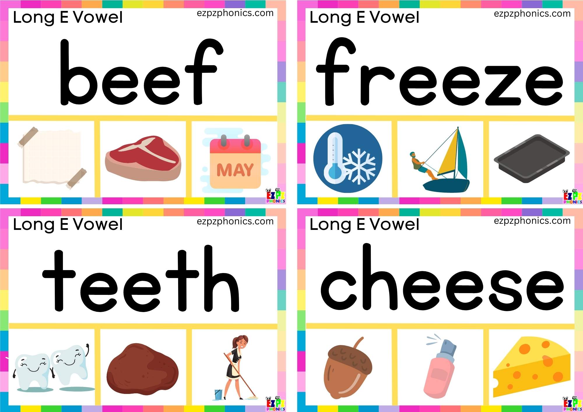 EE WORDS LONG E VOWEL - ezpzphonics.com