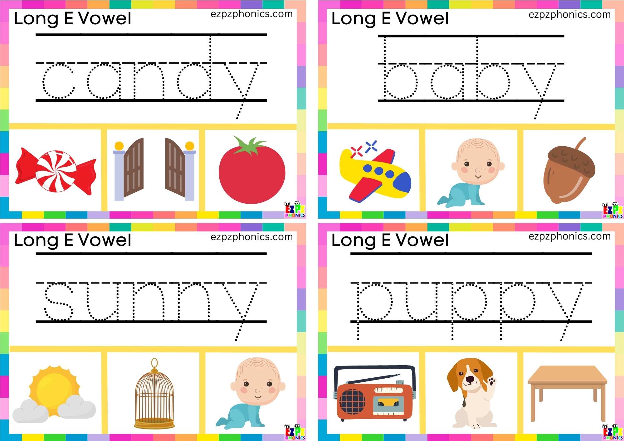 Write the word and clip the image Clip cards for long e vowel y words 1 ...
