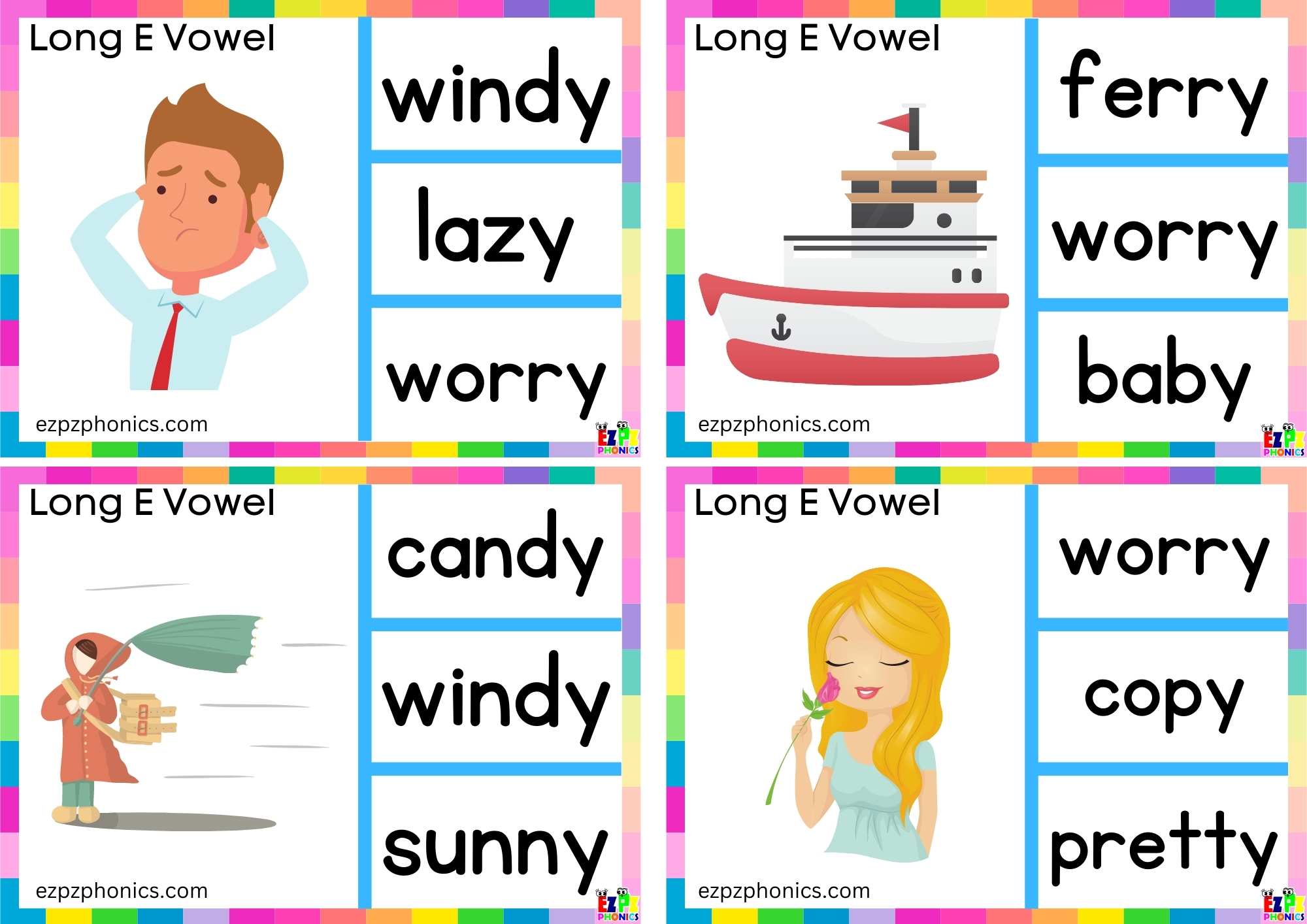 y words Look at the image and clip the correct word Long e vowel Clip ...