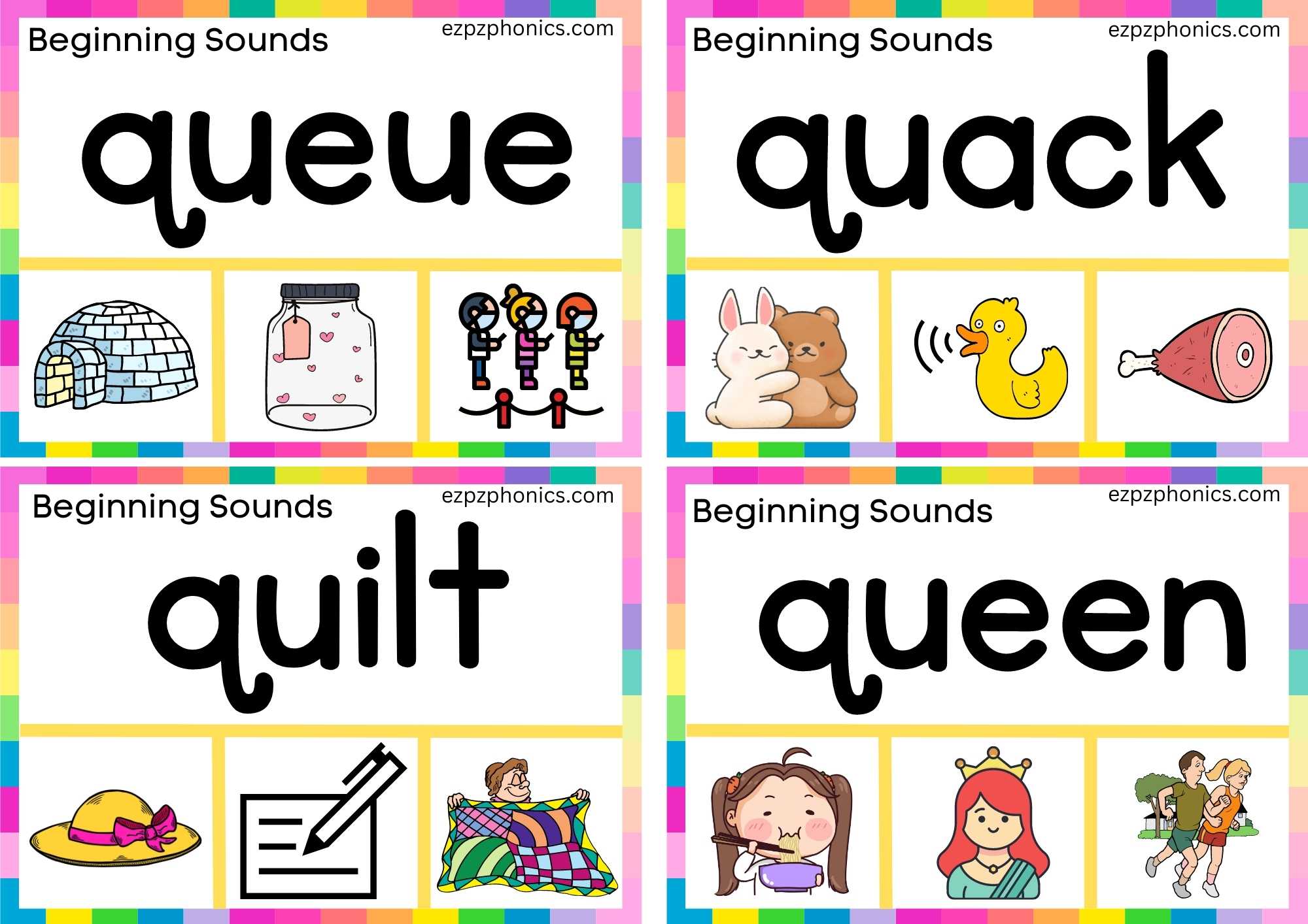 Letter Q Read The Word And Clip The Correct Image Clip Card Group 1 ...