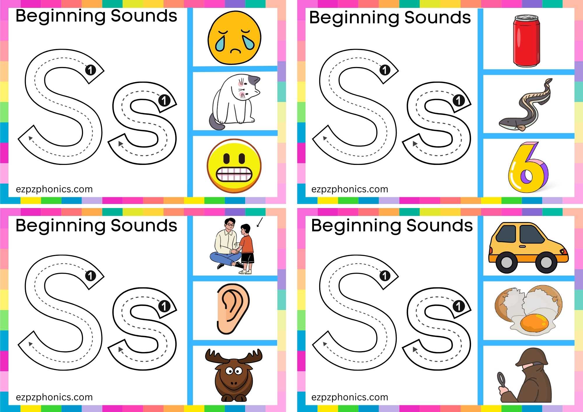 Trace The Letter S And Clip The Image Set 1 - ezpzphonics.com