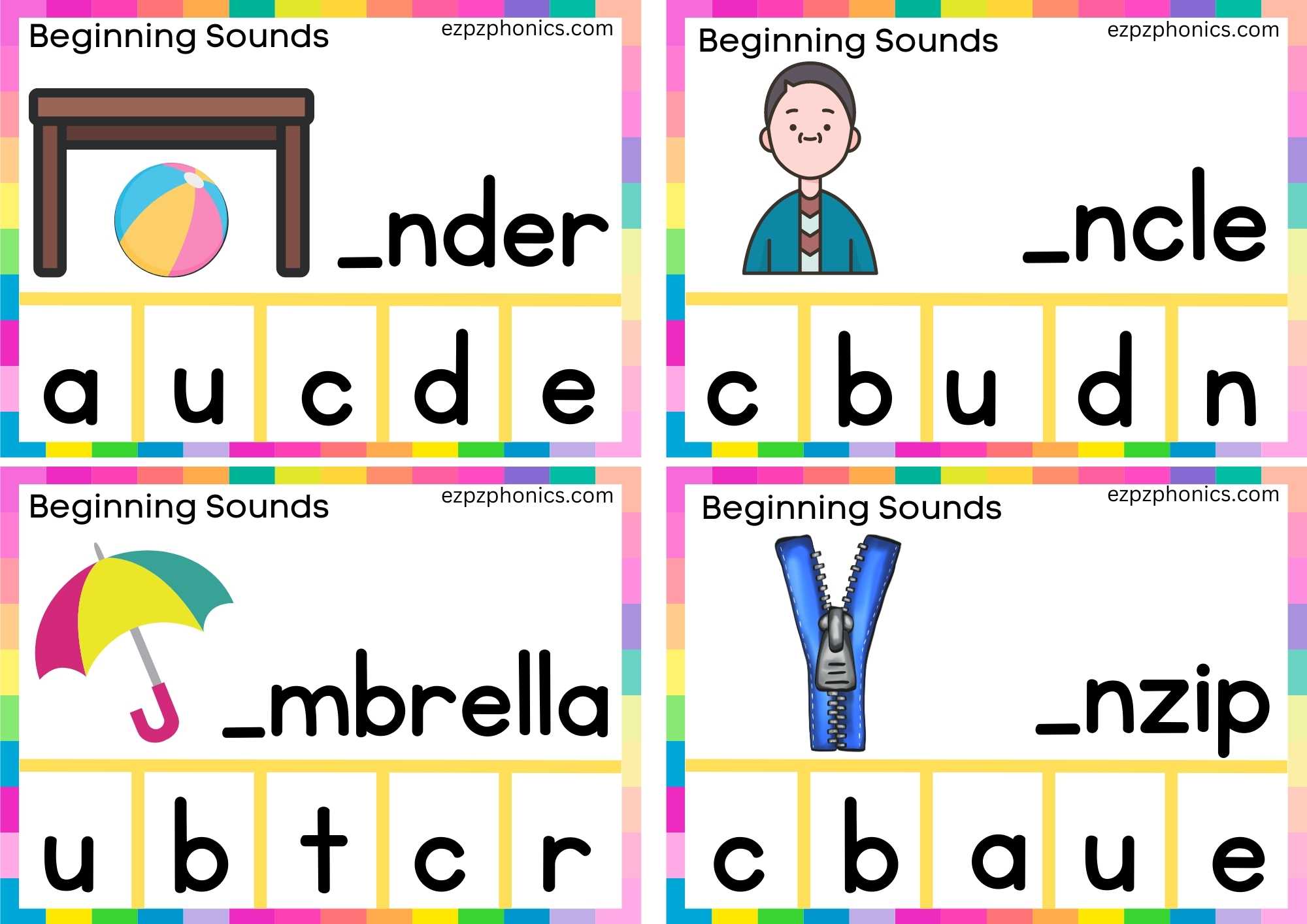 Letter U Finish The Word And Clip The Correct Letter Group 1 ...