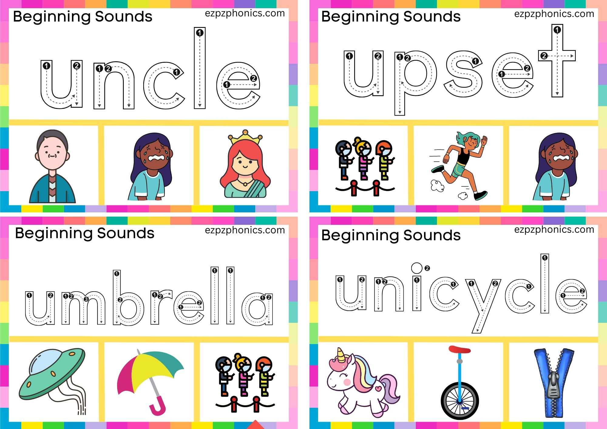 Letter U Trace The Word And Clip The Correct Image Group 1 ...