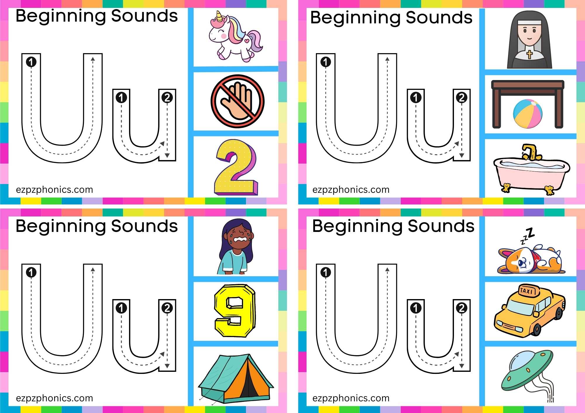 Trace The Letter U And Clip The Image Set 1 - ezpzphonics.com