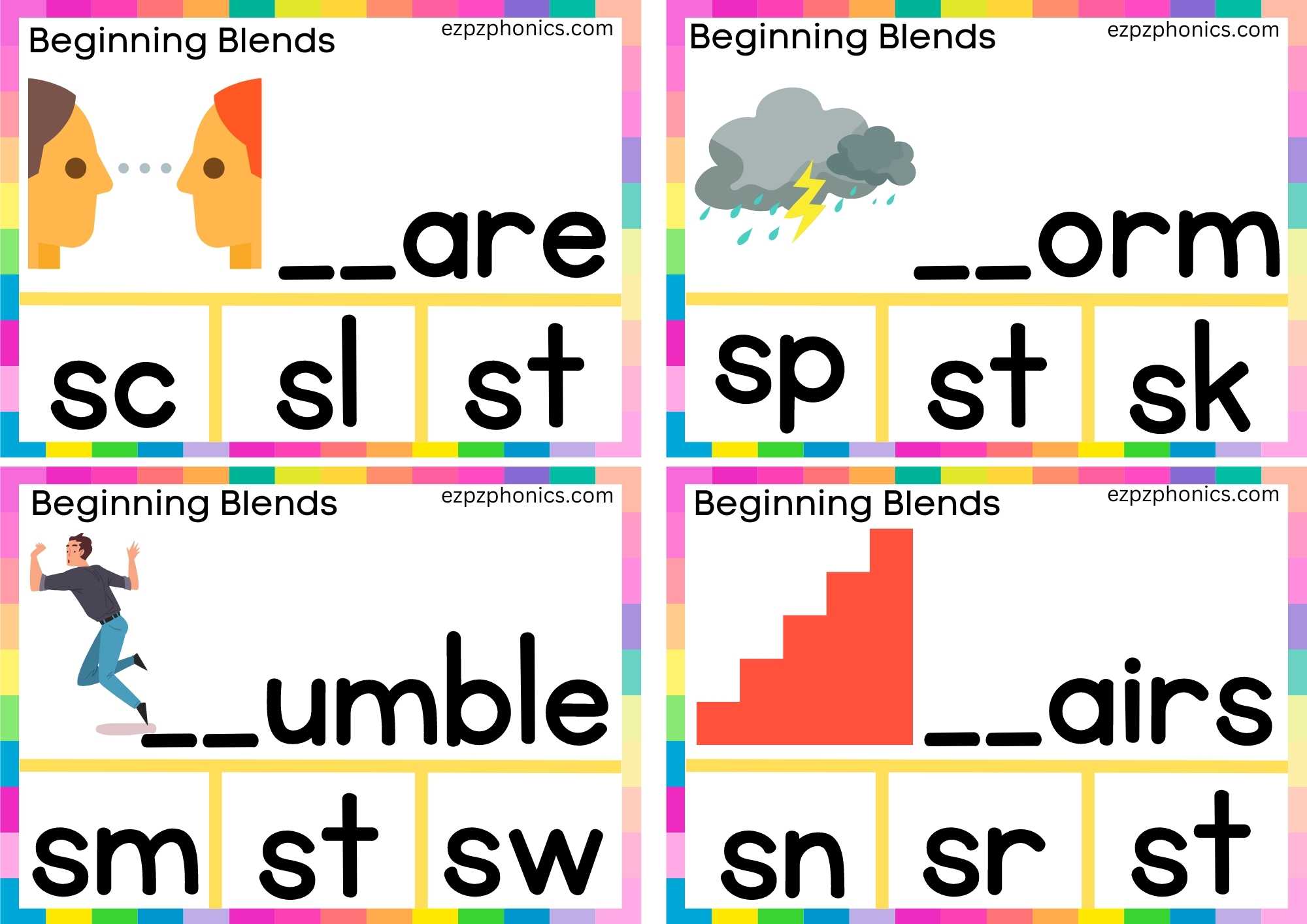 ST Beginning Blends Clip Cards Finish The Words And Clip The Correct ...