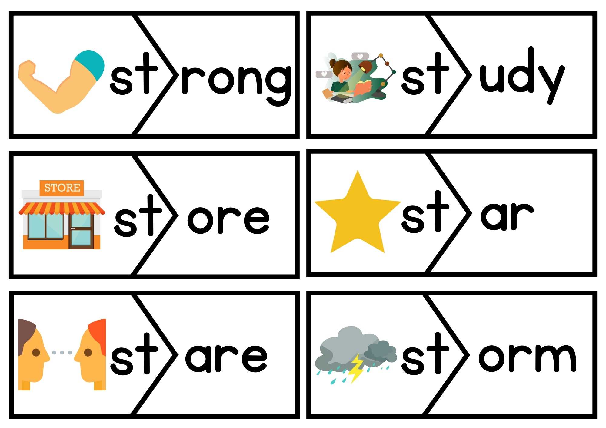 ST Beginning Blends Puzzle Match Phonics Set 1 - ezpzphonics.com
