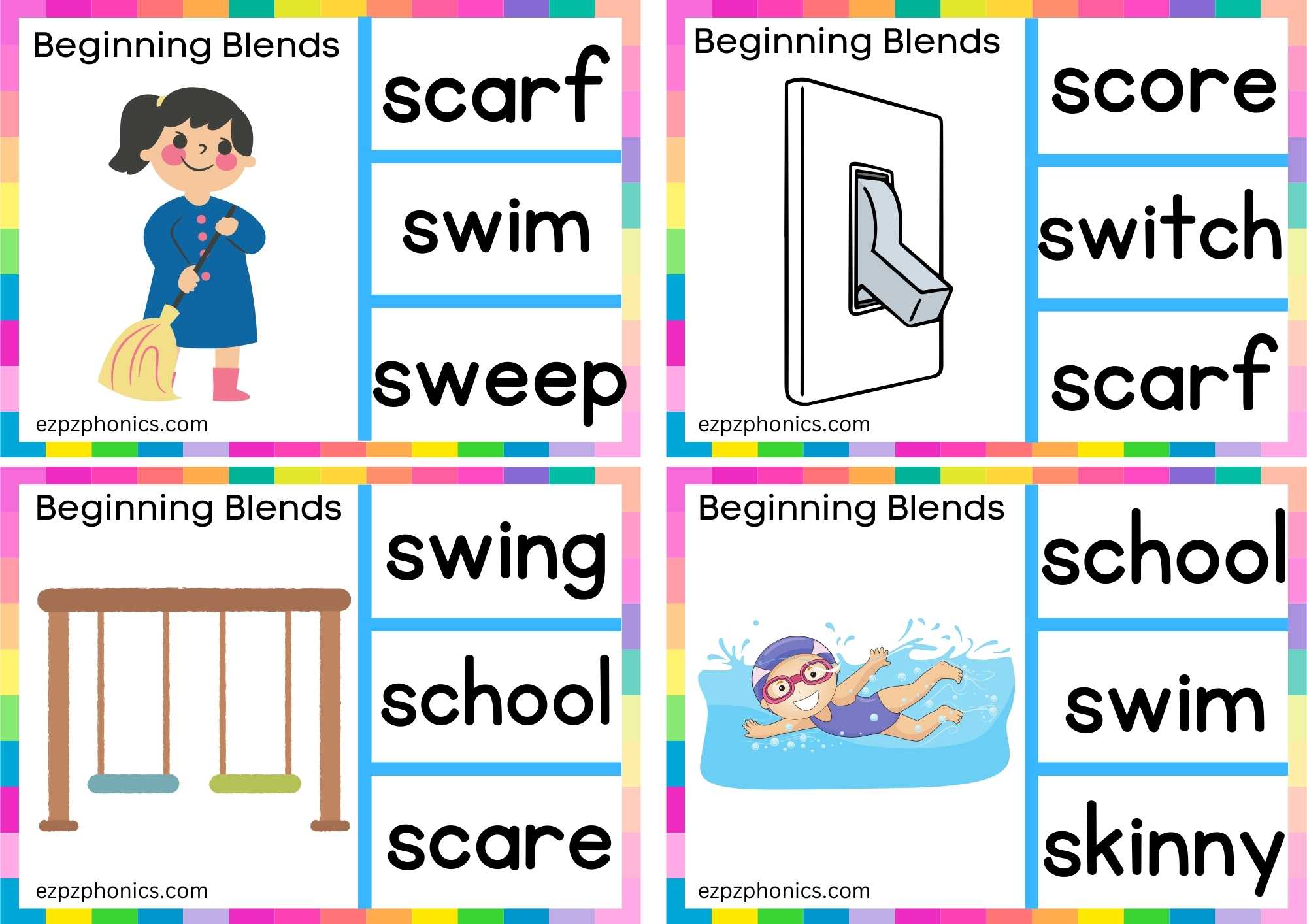 SW Beginning Blends Clip Cards Look At The Image And Clip The Correct ...