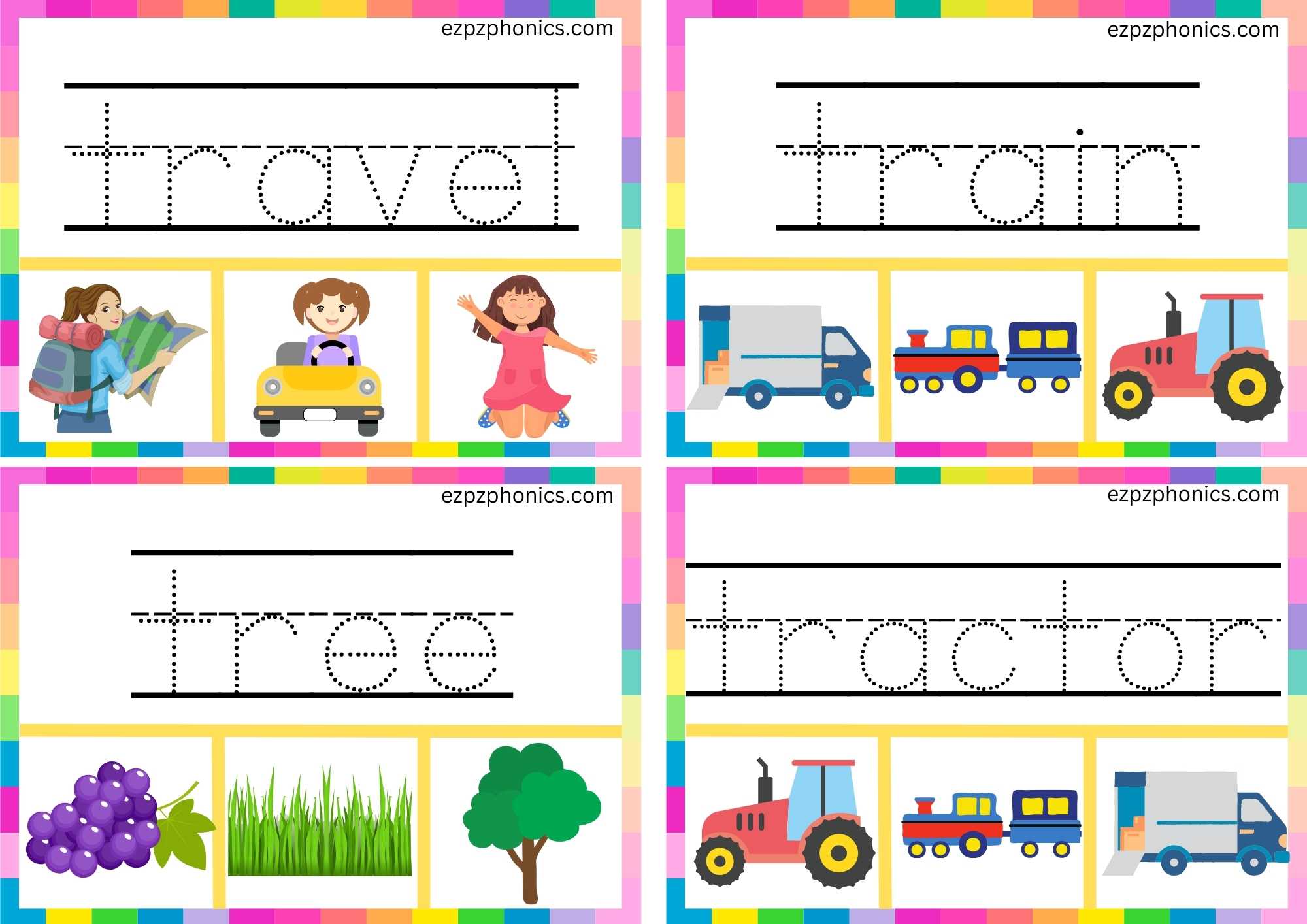TR Beginning Blends Clip Cards Trace The Words And Clip The Correct ...