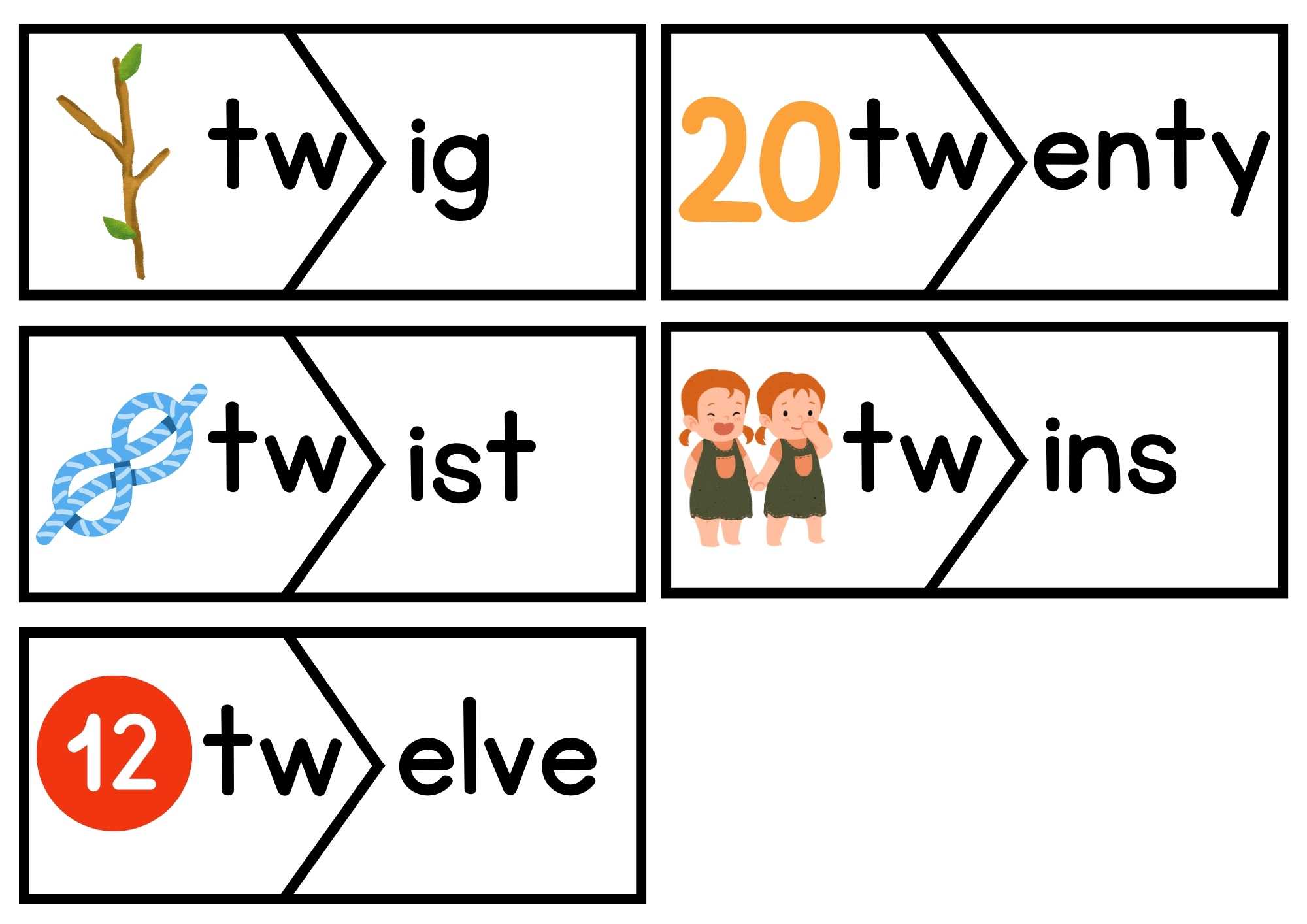 TW Beginning Blends Puzzle Match Phonics Set 1 - ezpzphonics.com