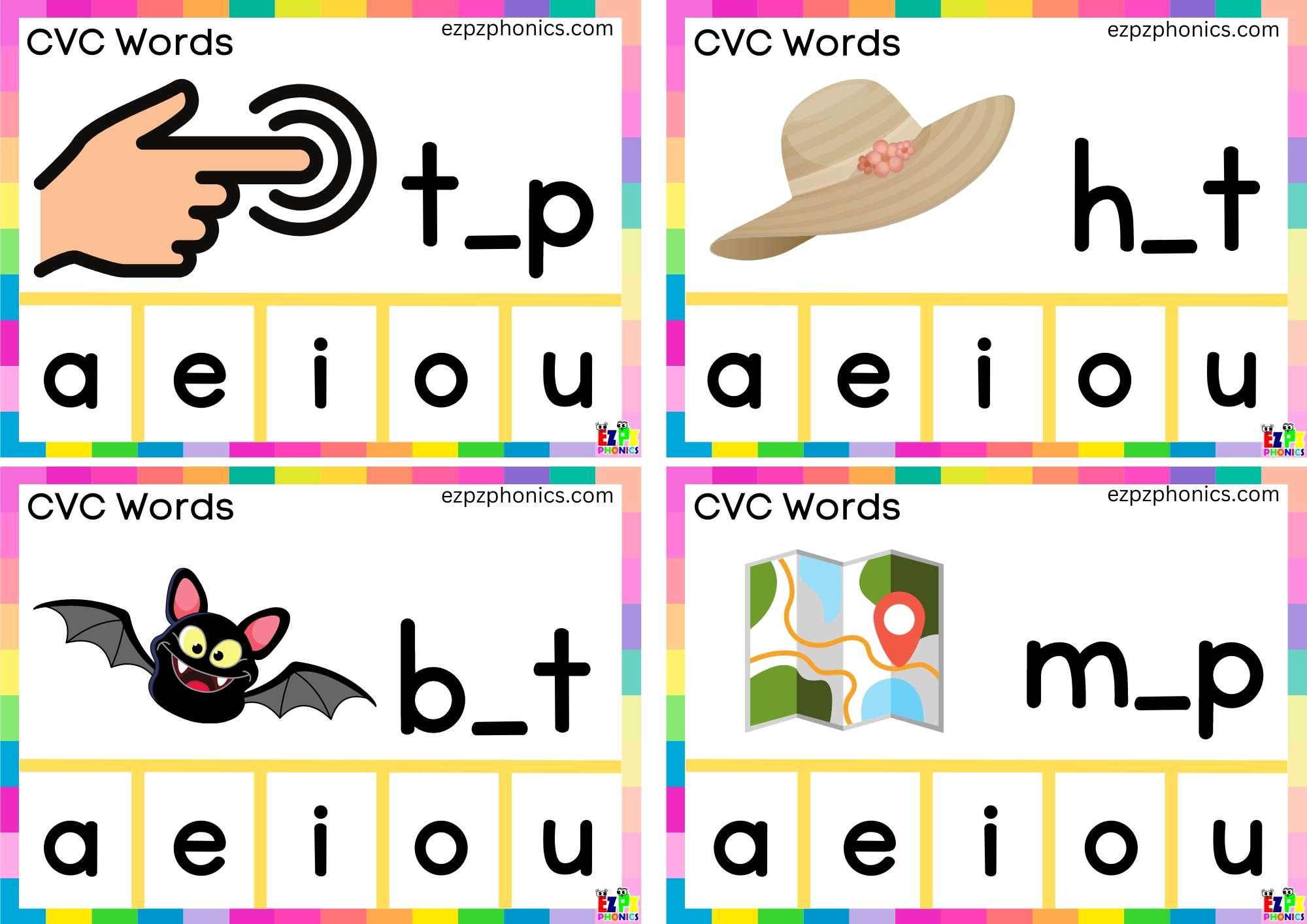 A Short Vowel Sound CVC Words - ezpzphonics.com
