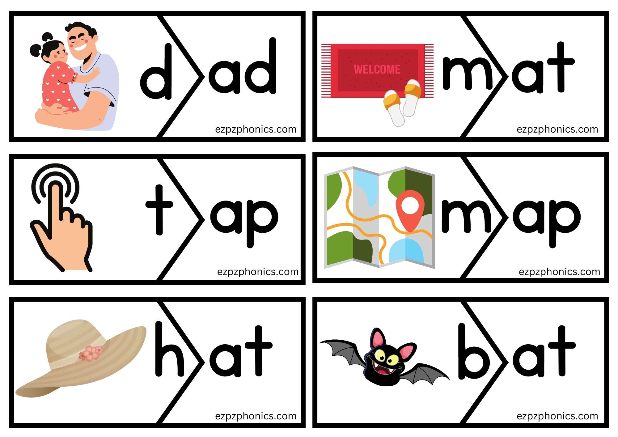 A Short Vowel Sound CVC Words - ezpzphonics.com