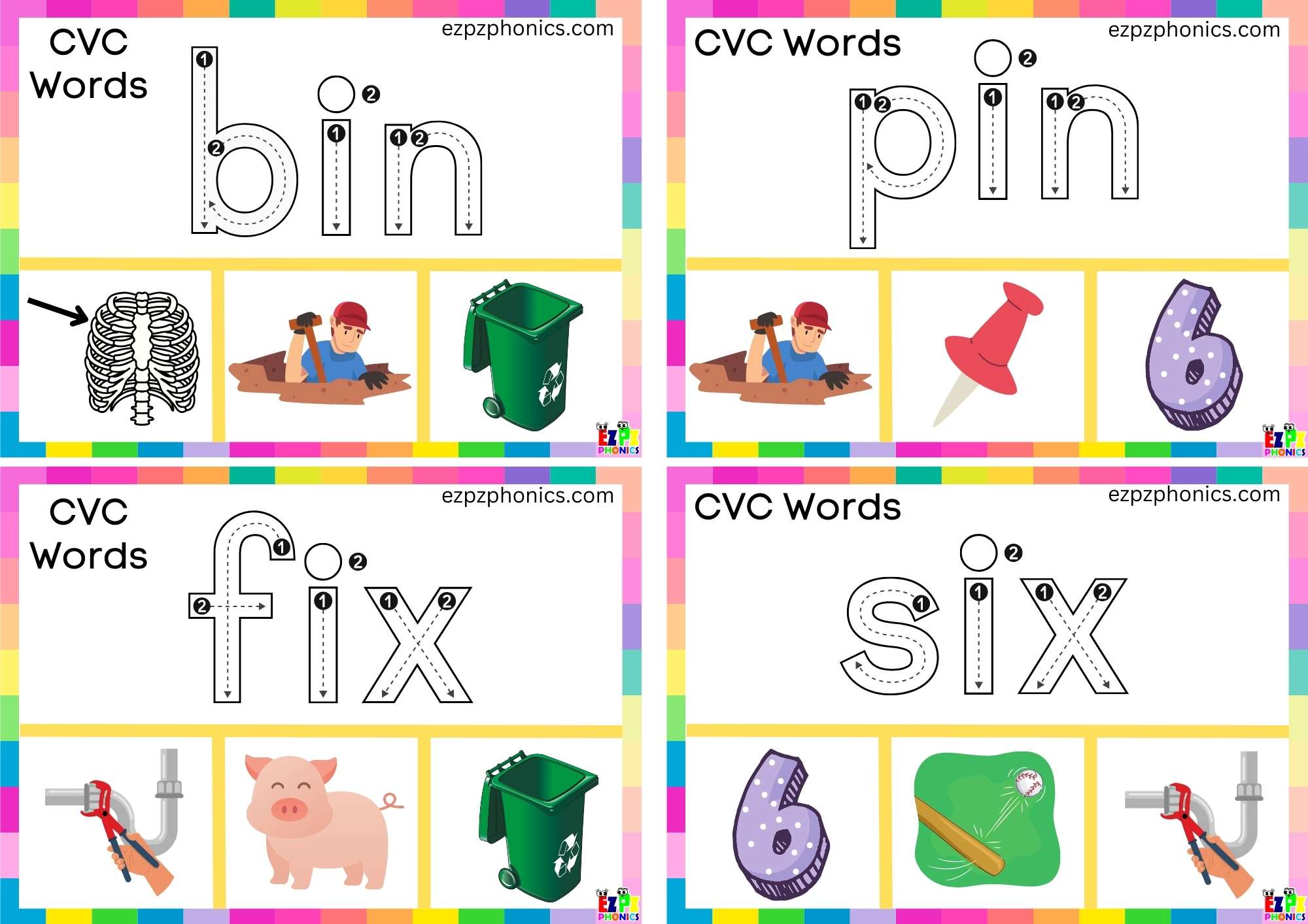 Short i Vowel CVC words Trace the letters and clip the correct image 4 ...