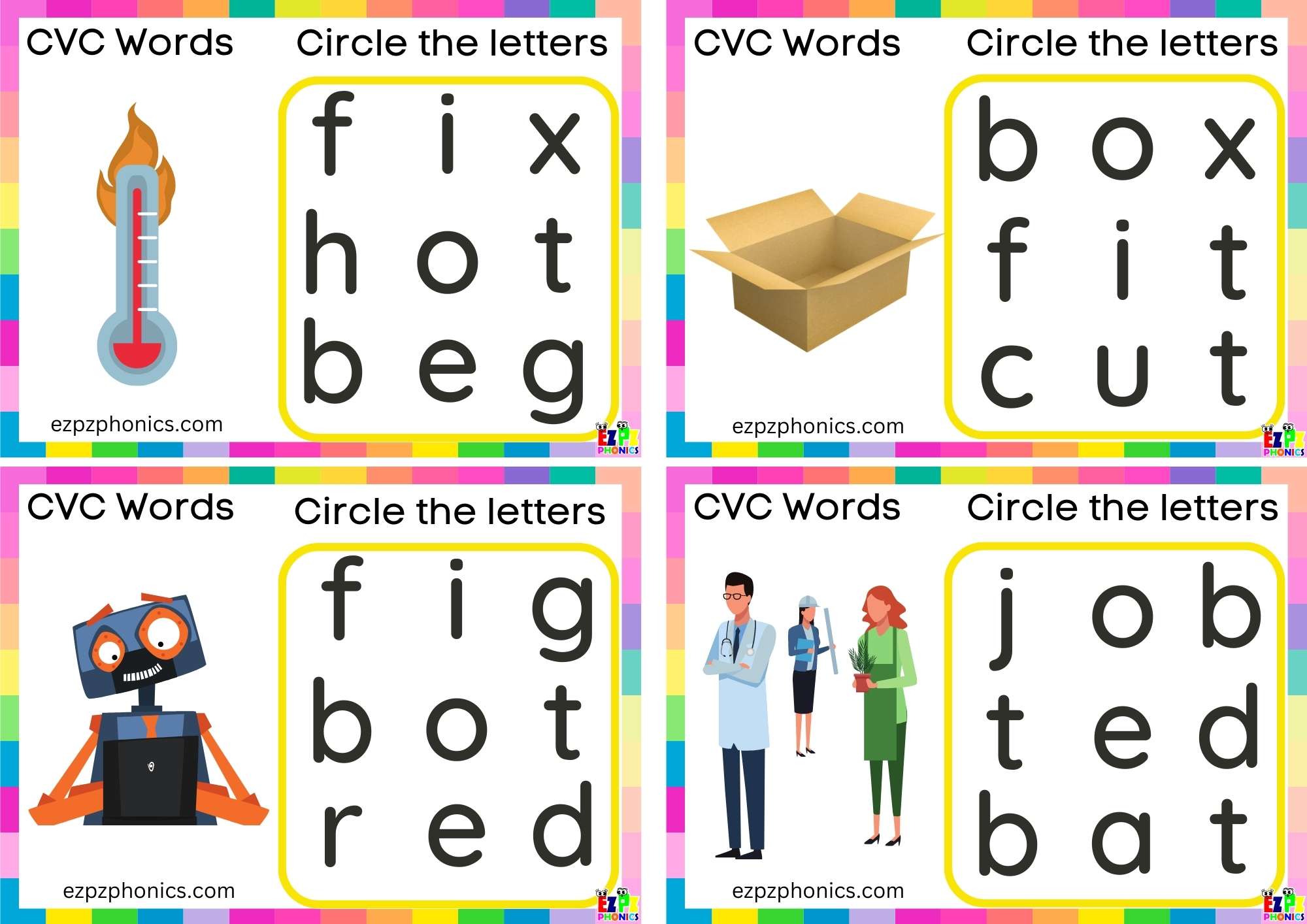 Short o Vowel CVC words Circle the letters to make the words 1 ...