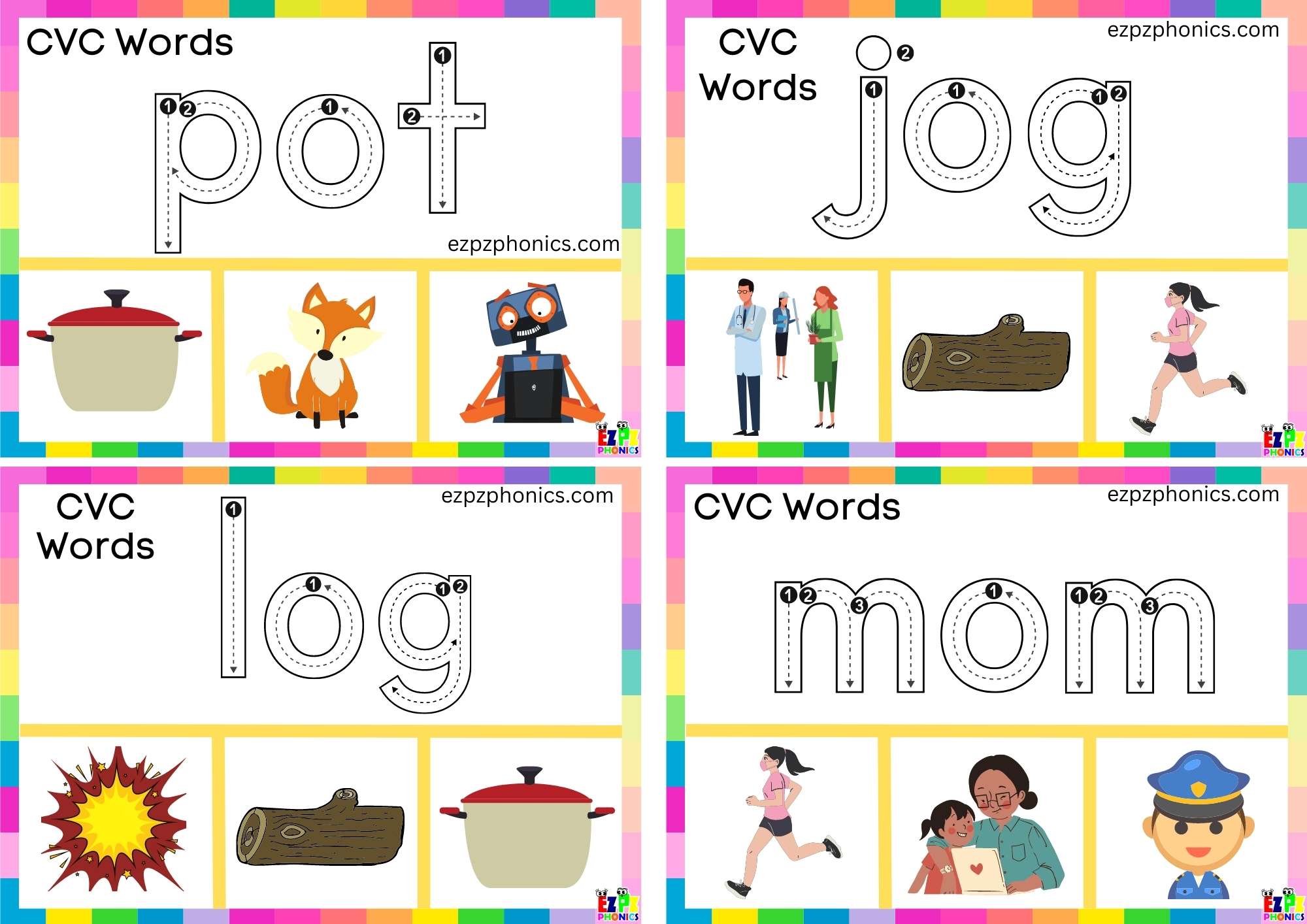 Short o Vowel CVC words Trace the letters and clip the correct image 4 ...