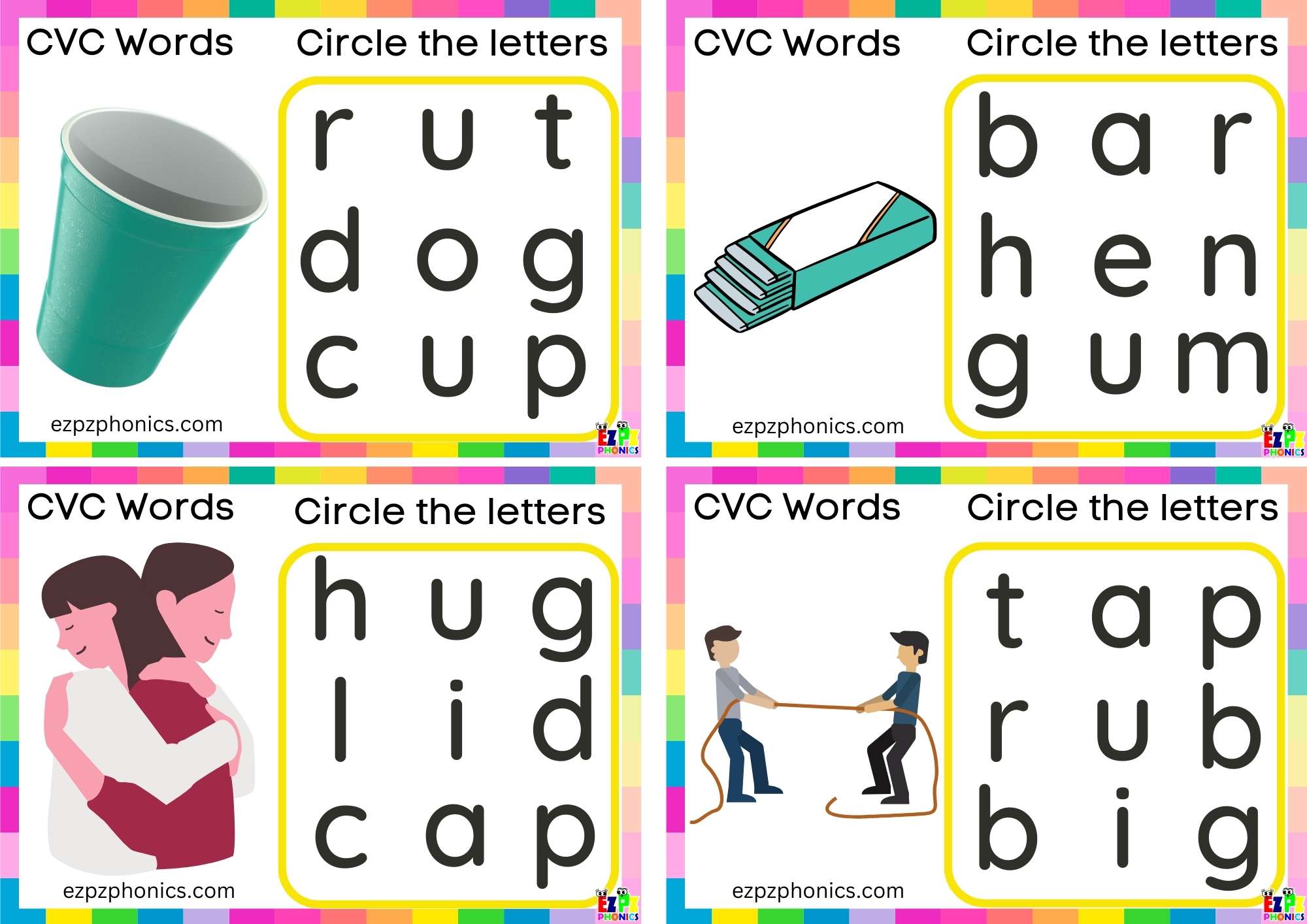 Short u Vowel CVC words Circle the letters to make the words 3 ...