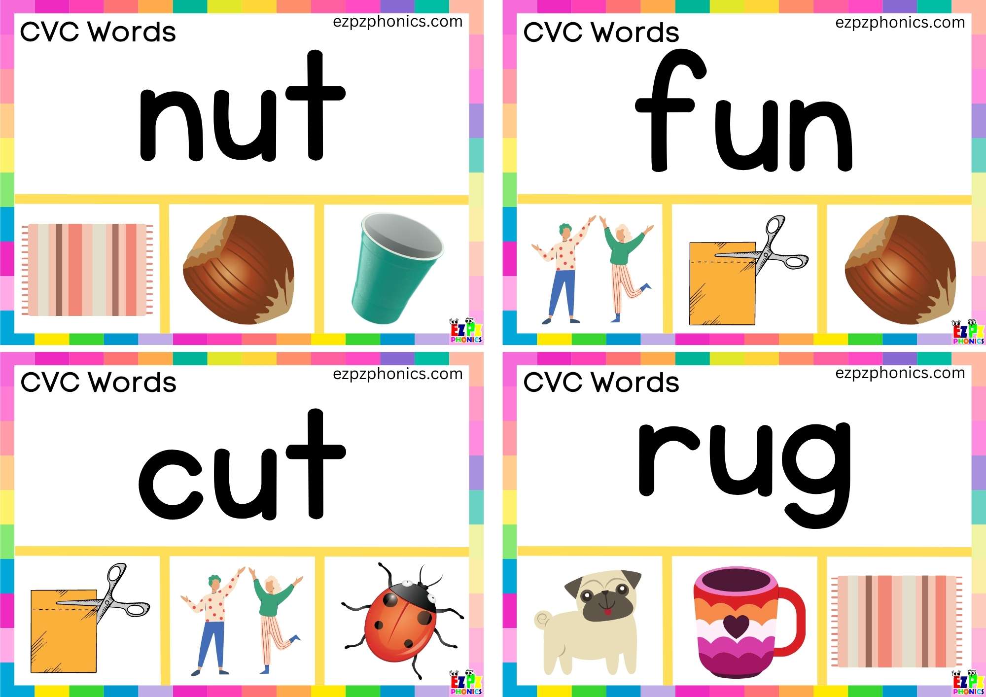 Short u Vowel CVC words Read the word and clip the image clip cards 2 ...
