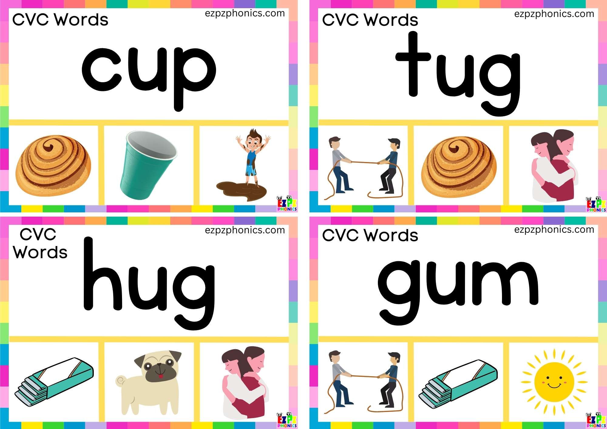Short u Vowel CVC words Read the word and clip the image clip cards 3 ...