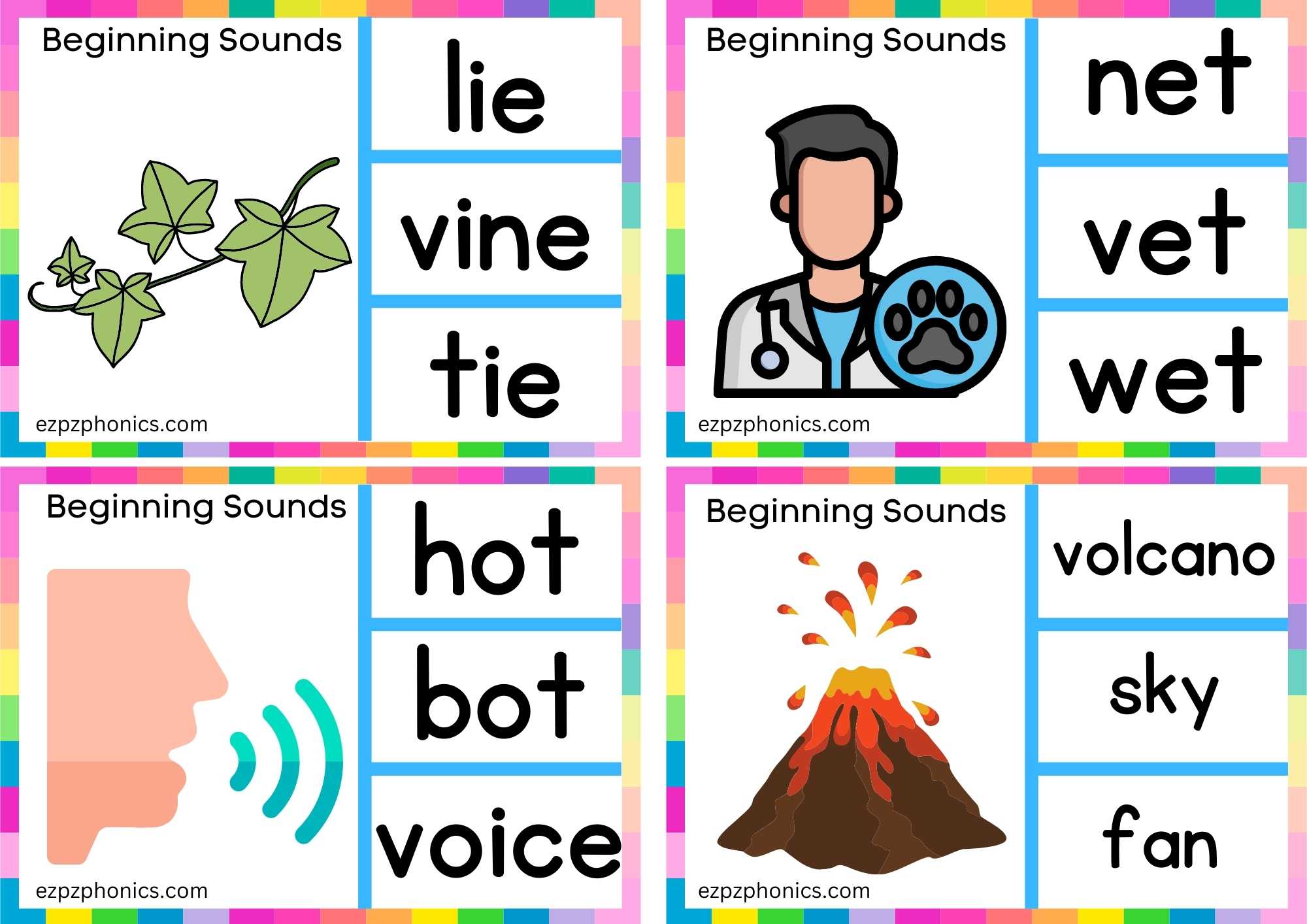 6 V Beginning Sound Clip Cards - ezpzphonics.com