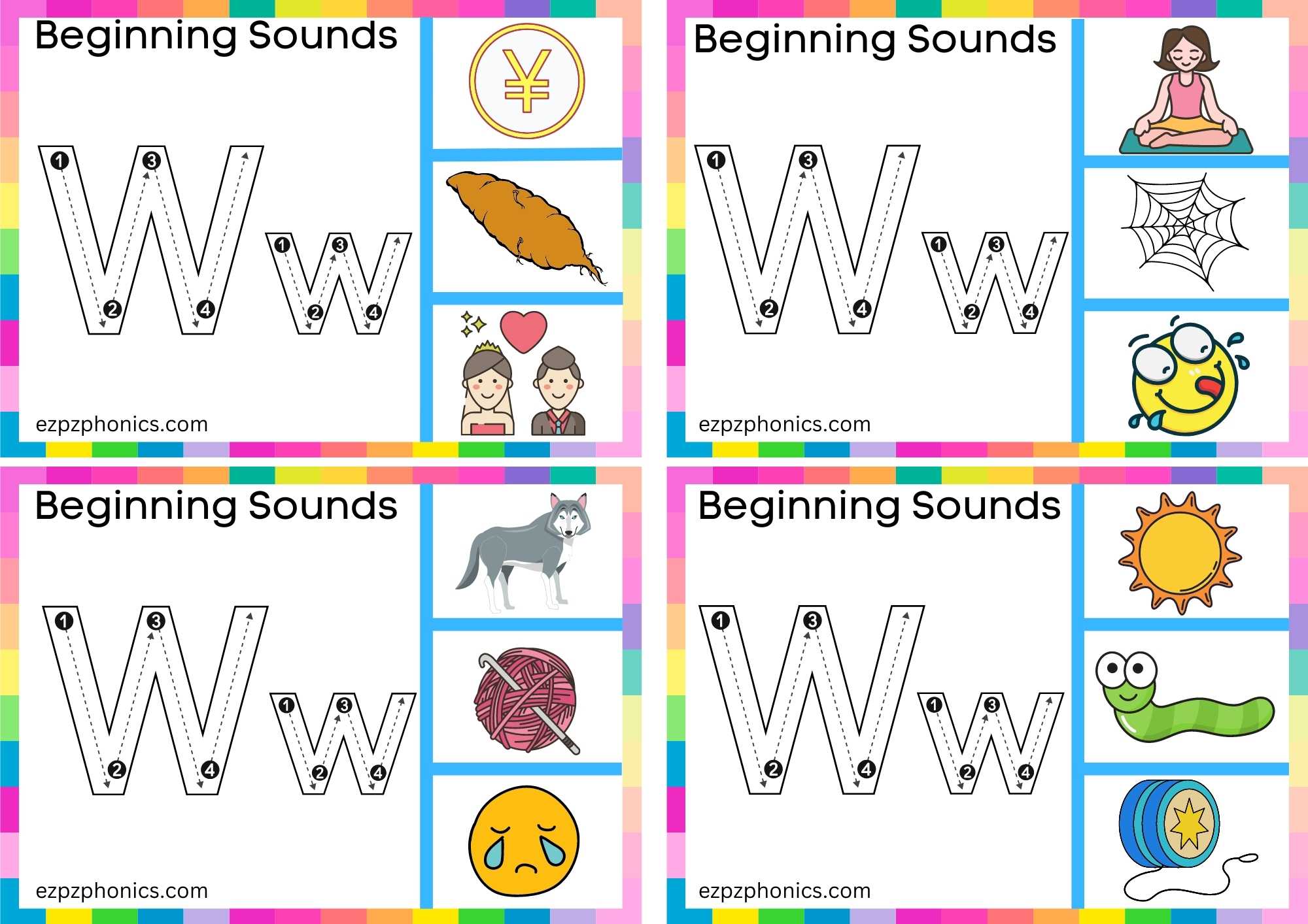1 W Beginning Sound Clip Cards - ezpzphonics.com