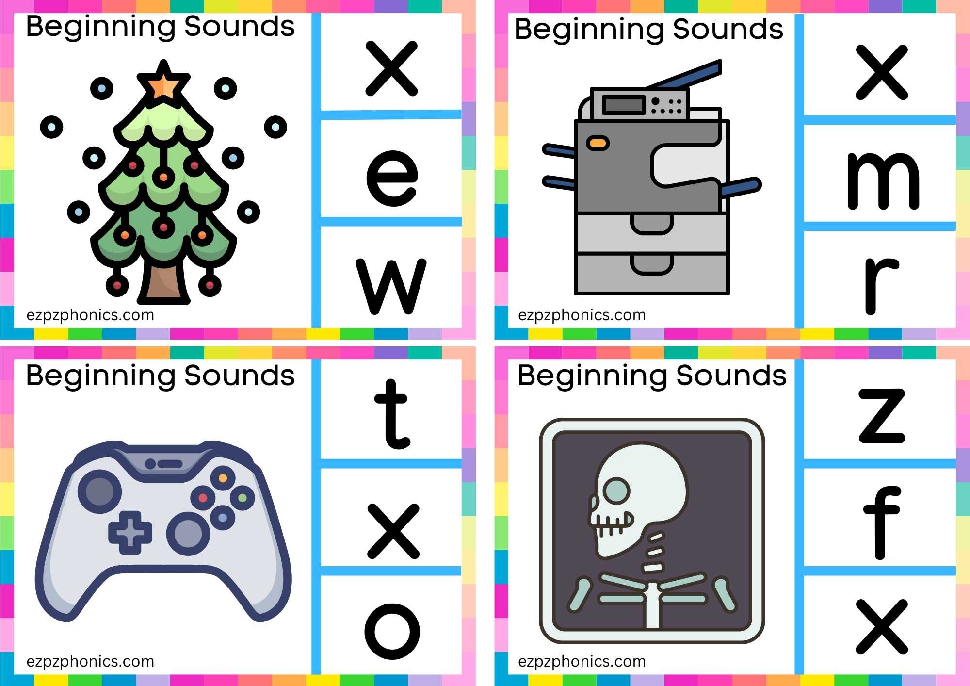 2 X Beginning Sound Clip Cards - ezpzphonics.com