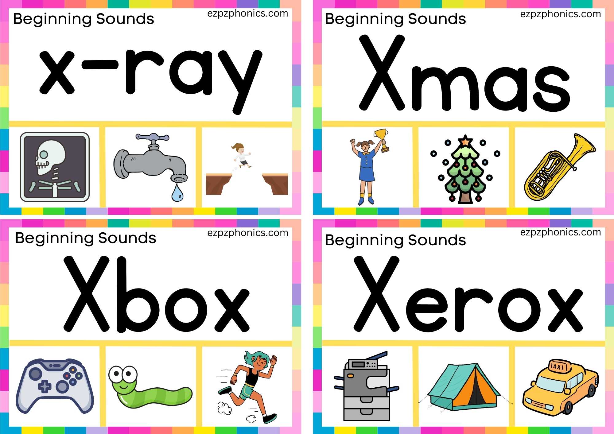 X Beginning Sound Clip Cards. Read the Word the Clip the Correct Image ...