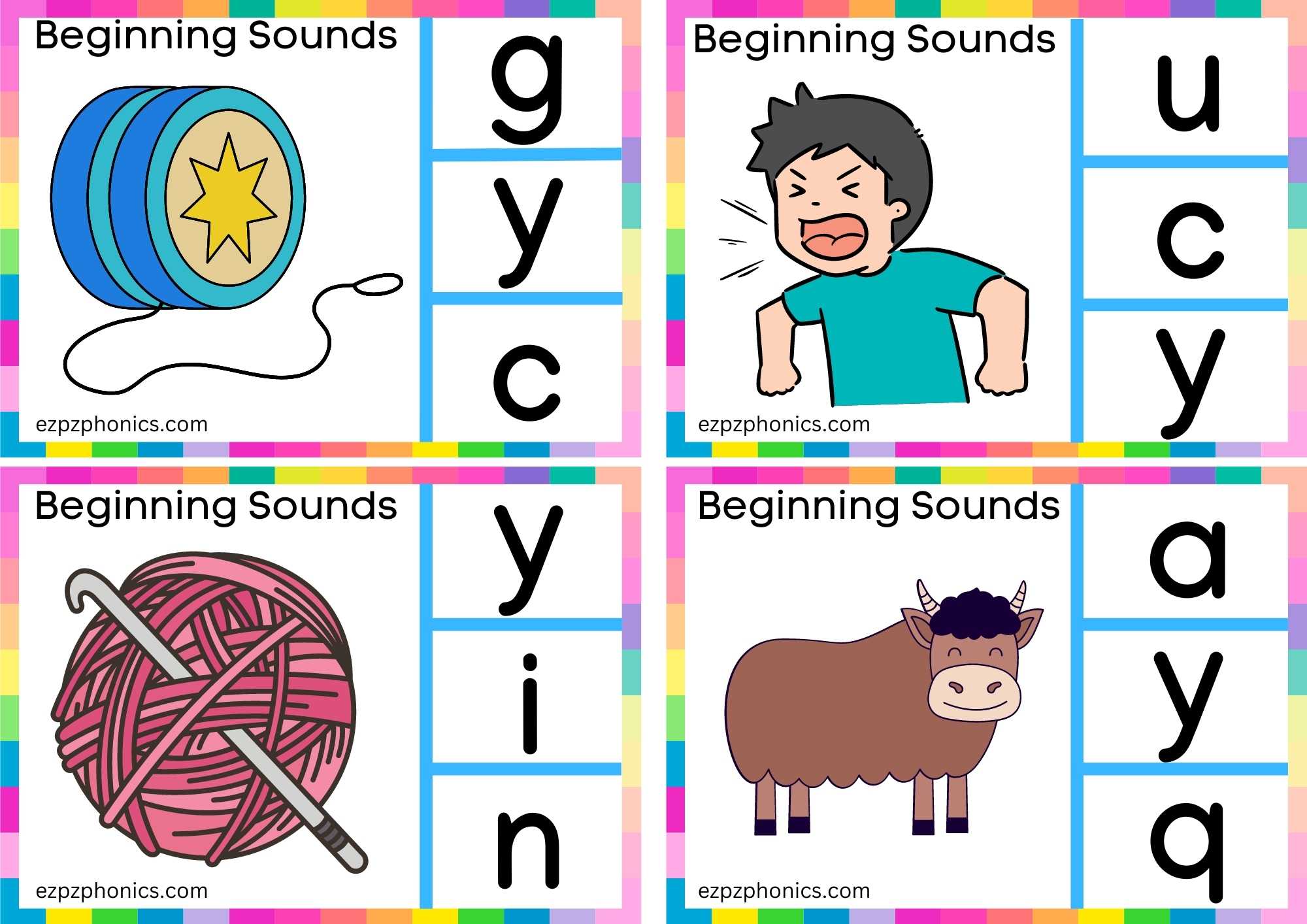 4 Y Beginning Sound Clip Cards - ezpzphonics.com