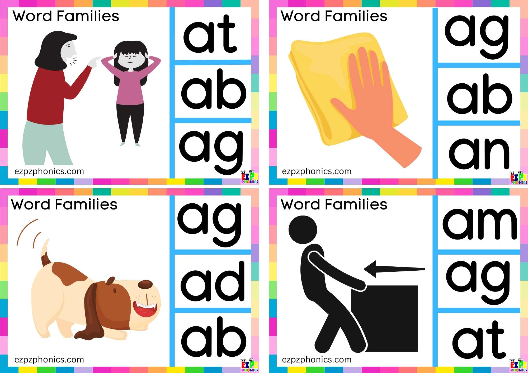 Word Family ag Look at the image and clip the correct letters. Clip ...