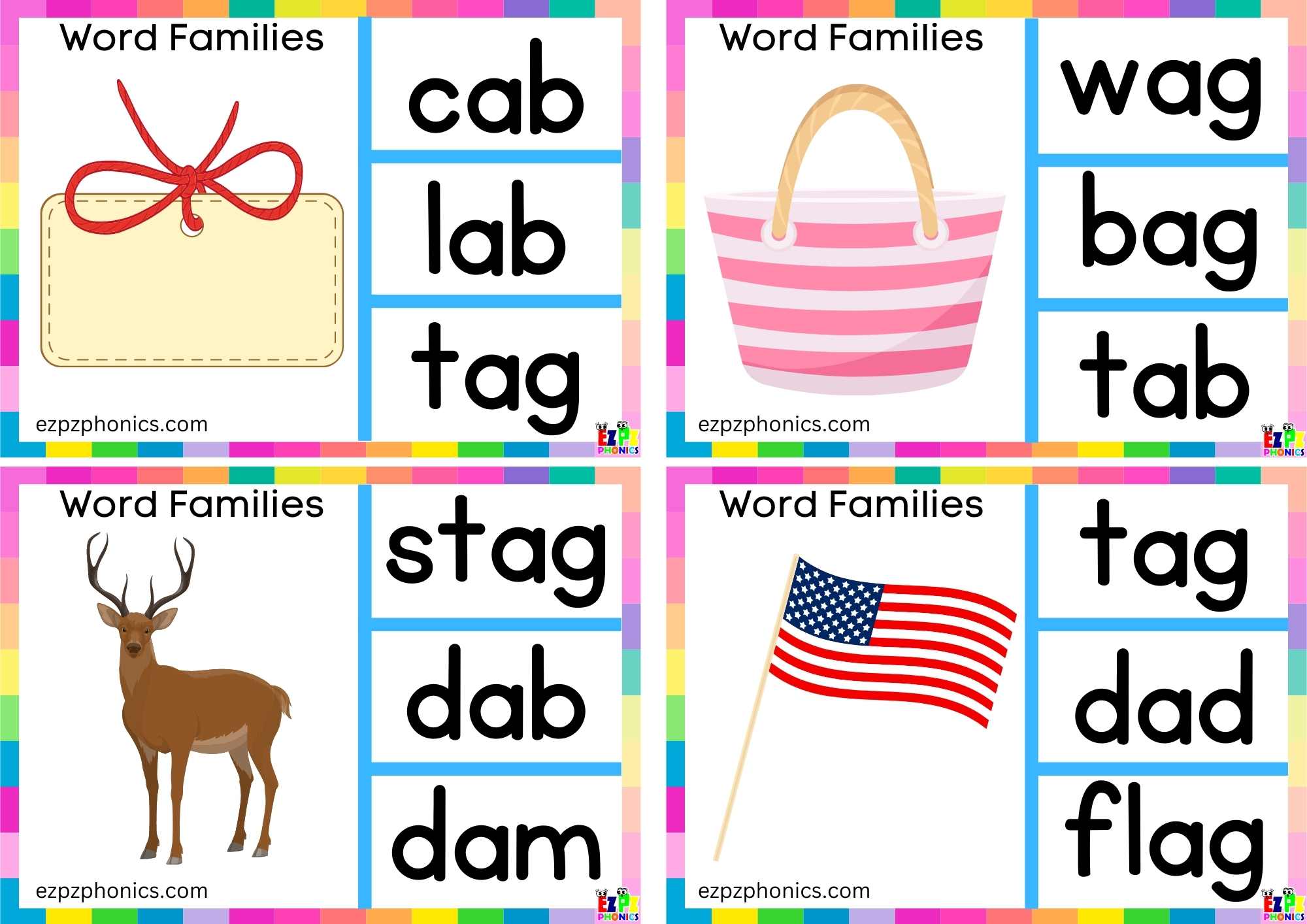 Word Family ag Look at the image and clip the correct word. Clip Cards ...
