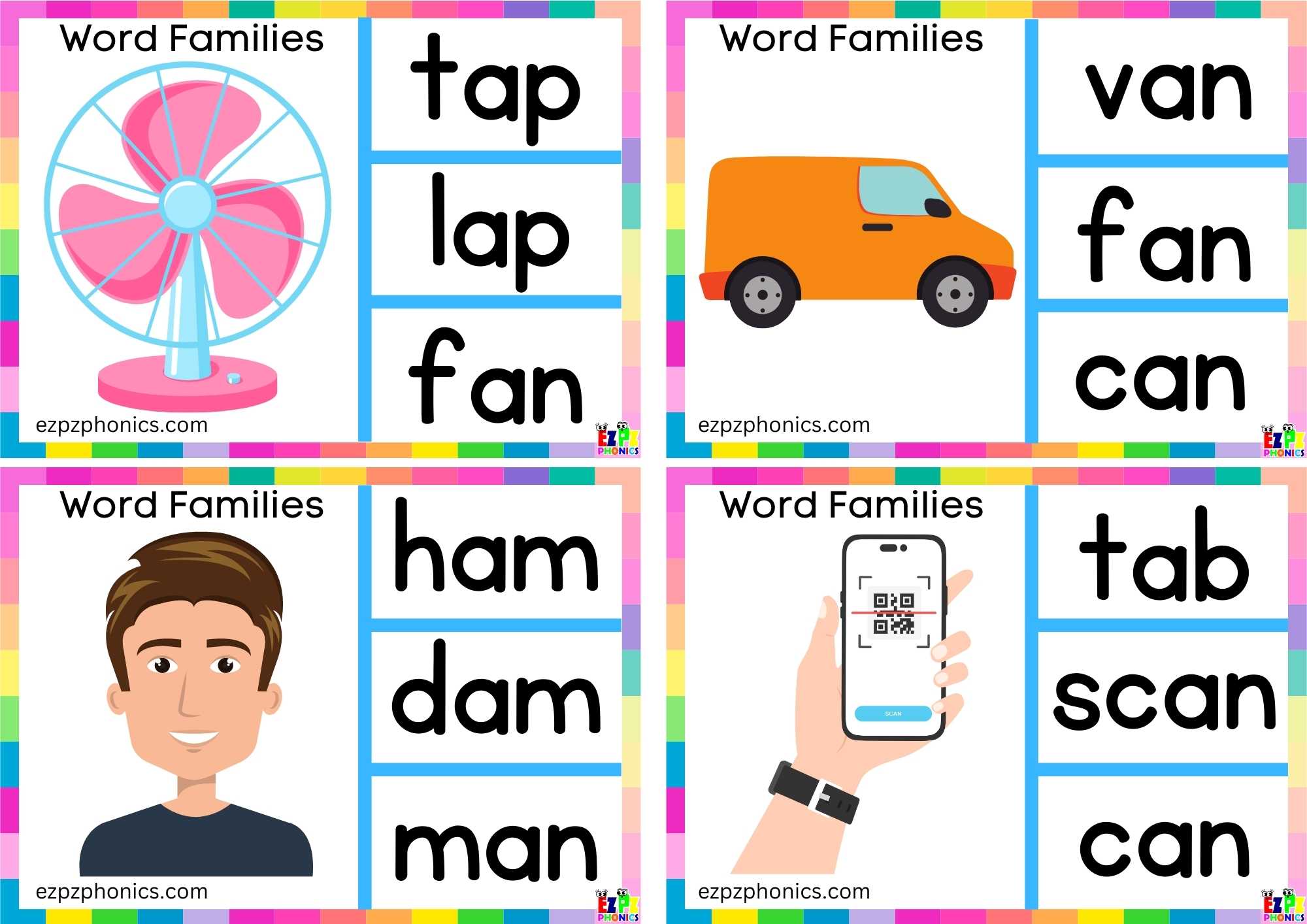 Word Family an Look at the image and clip the correct words clip cards ...