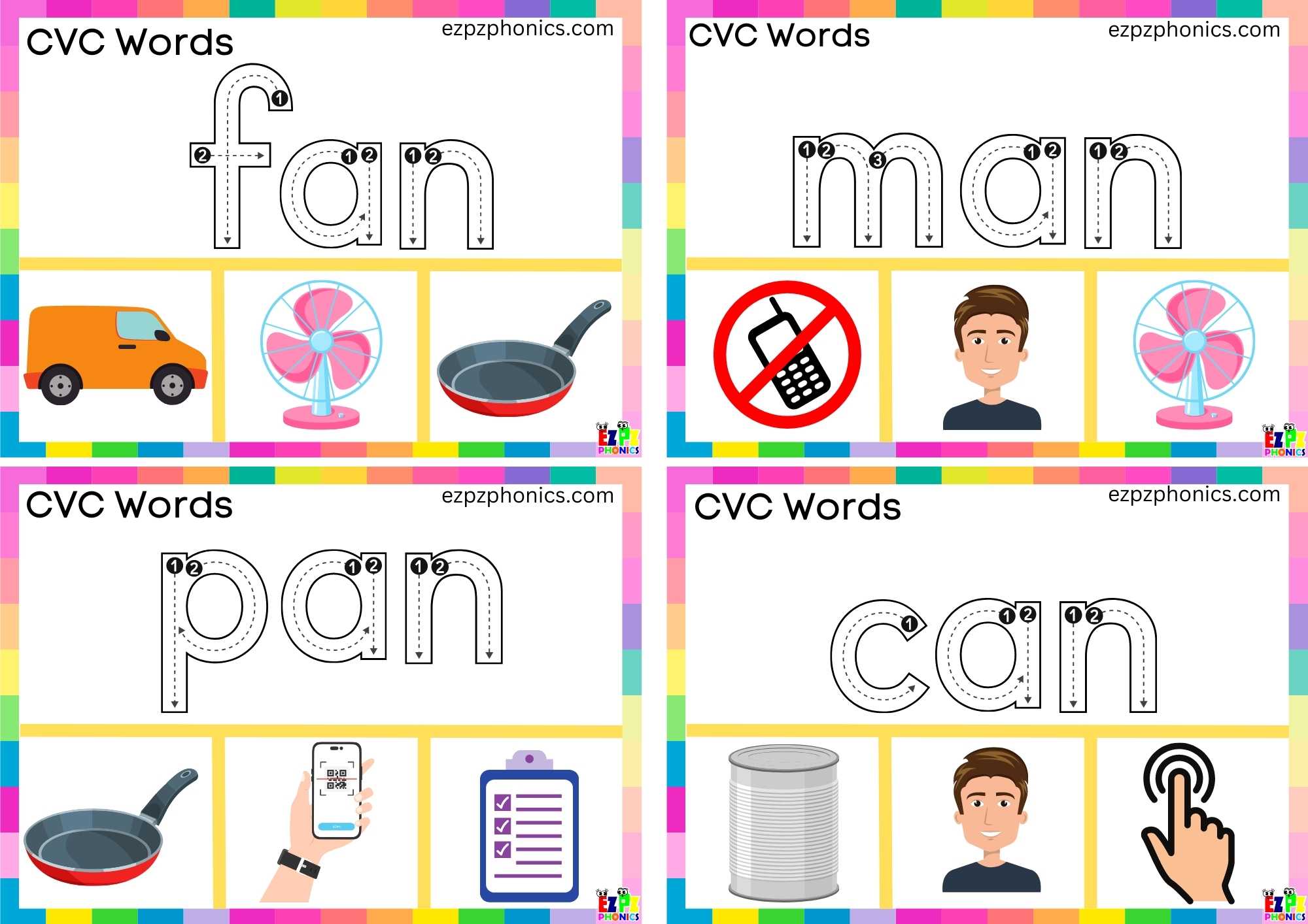 Word Family an trace the word and clip the correct image Clip Cards ...