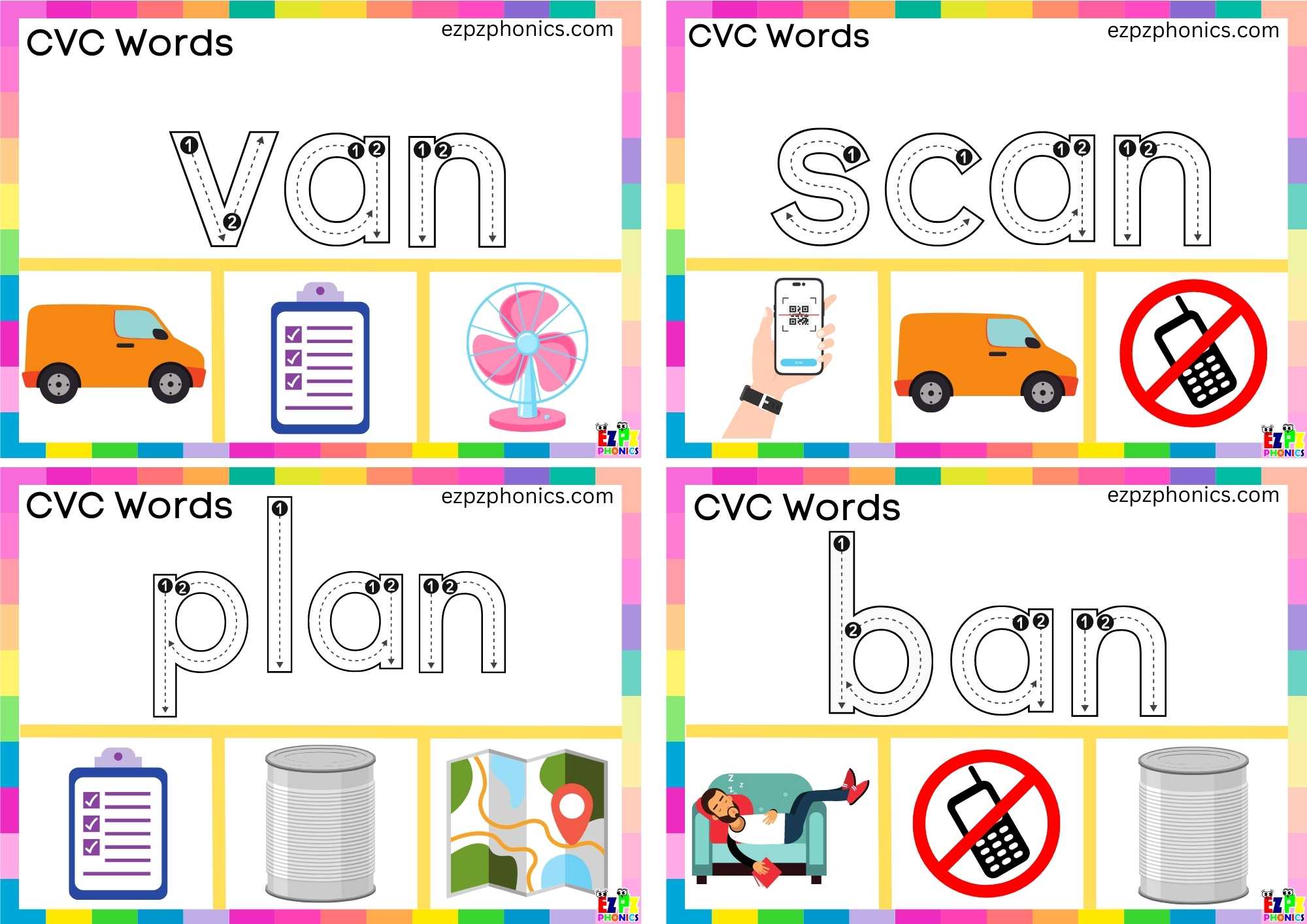Word Family an trace the word and clip the correct image Clip Cards ...
