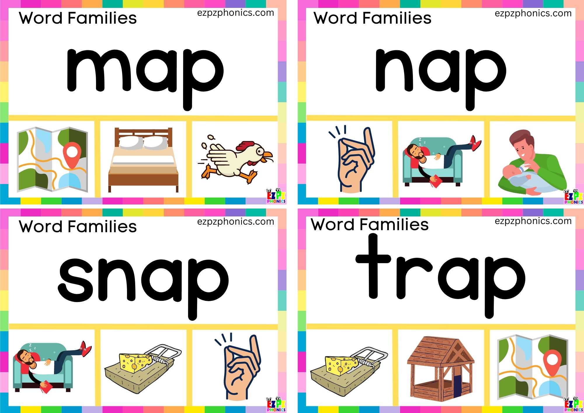 Read the word and clip the correct image Word Family ap Clip Cards ...