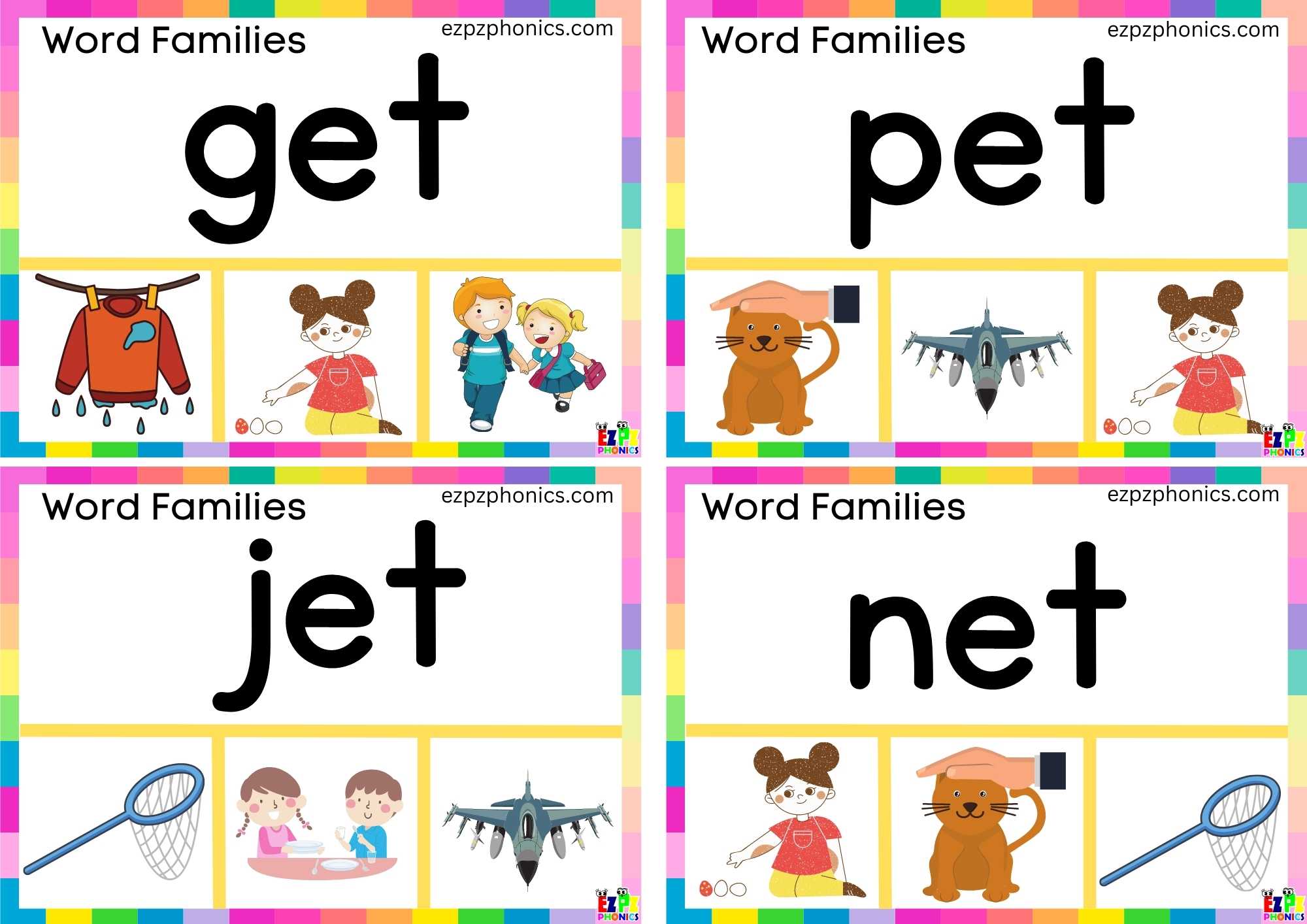 Read the word and clip the correct image clip cards Word Family et ...