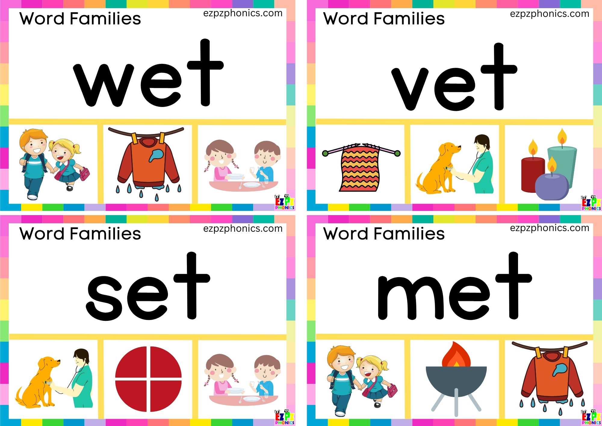 Read the word and clip the correct image clip cards Word Family et ...