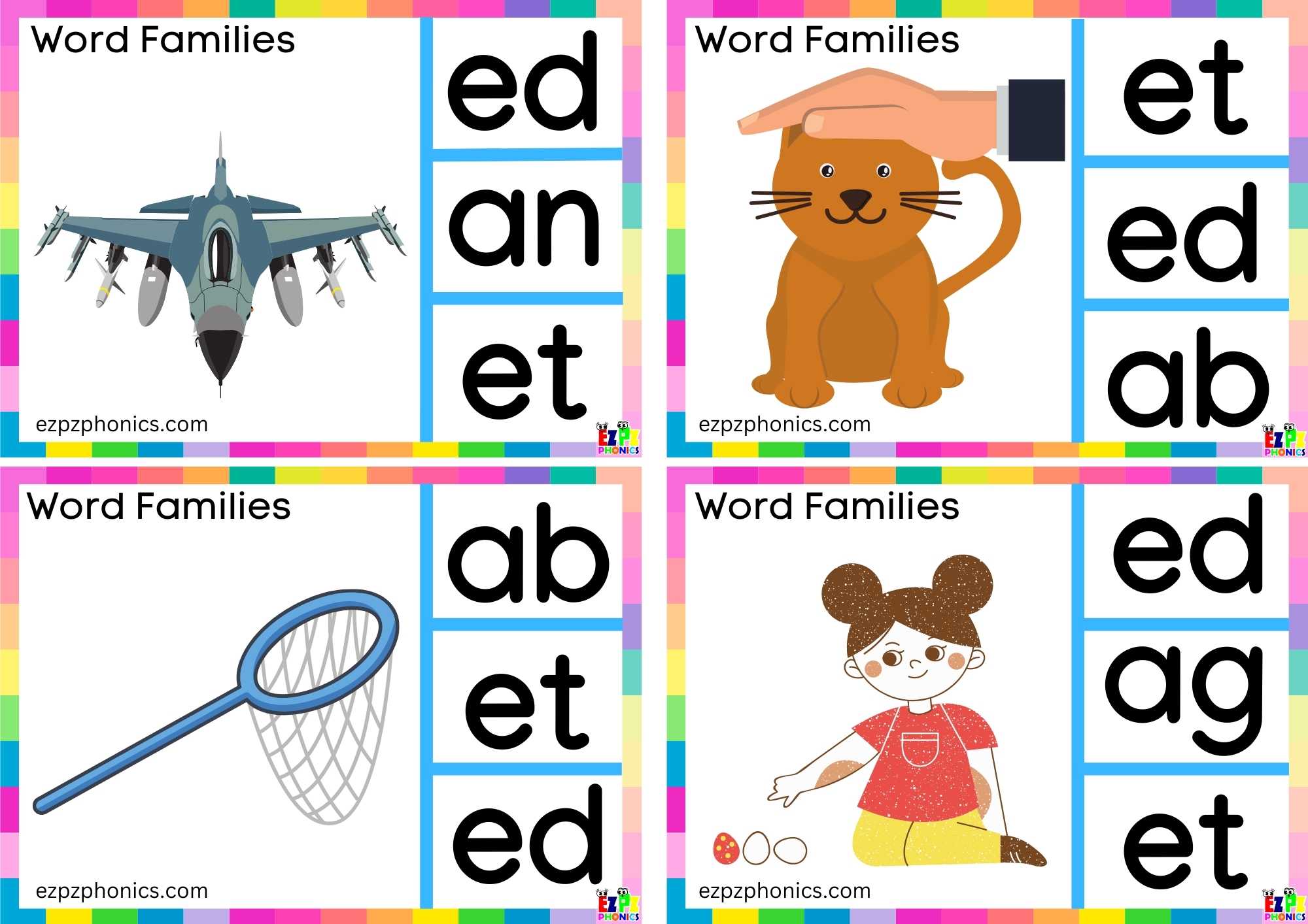 Word Family et Look at the image and clip the correct letters clip ...