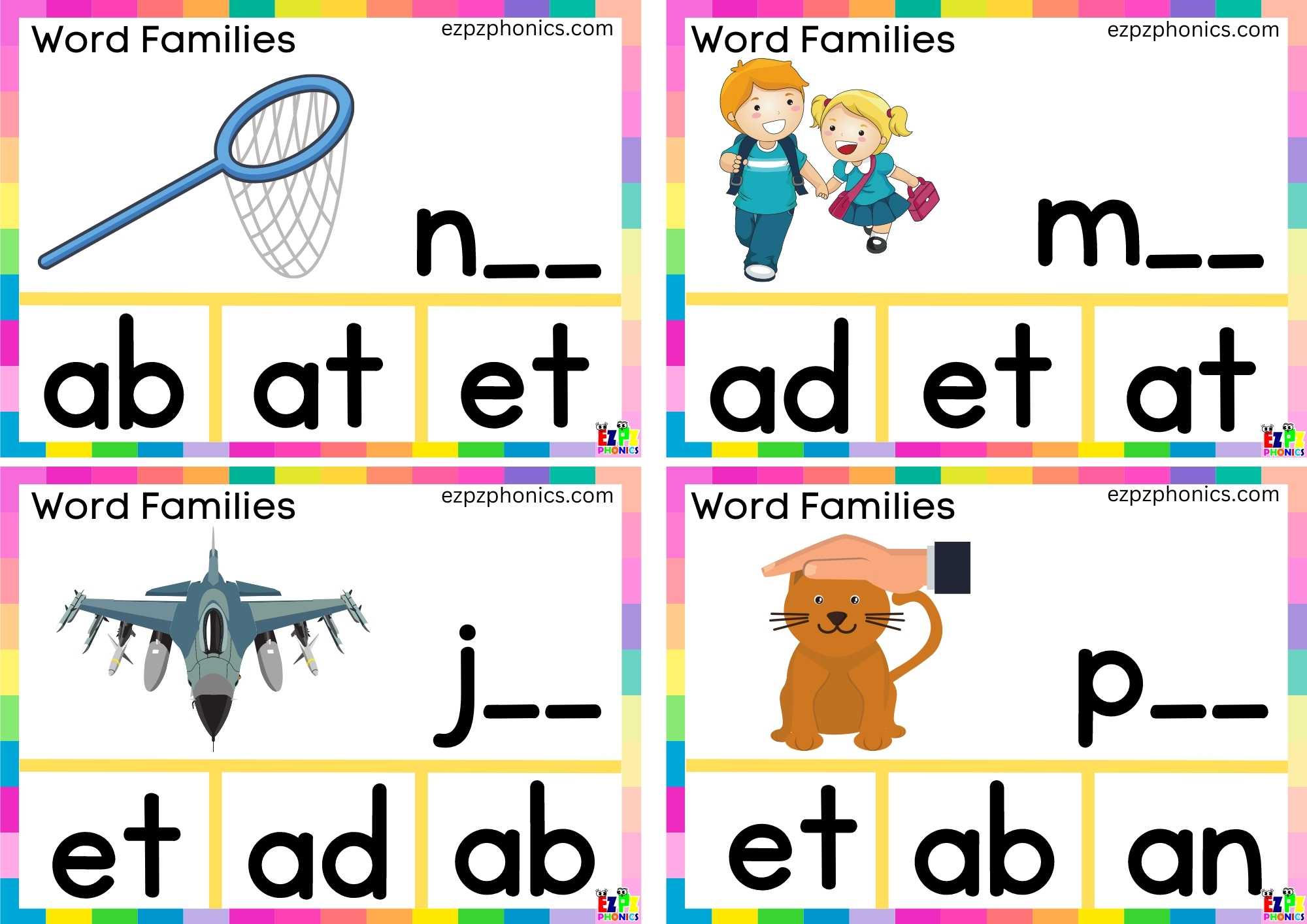 et Word Family Finish the word and clip the correct letters Clip card ...