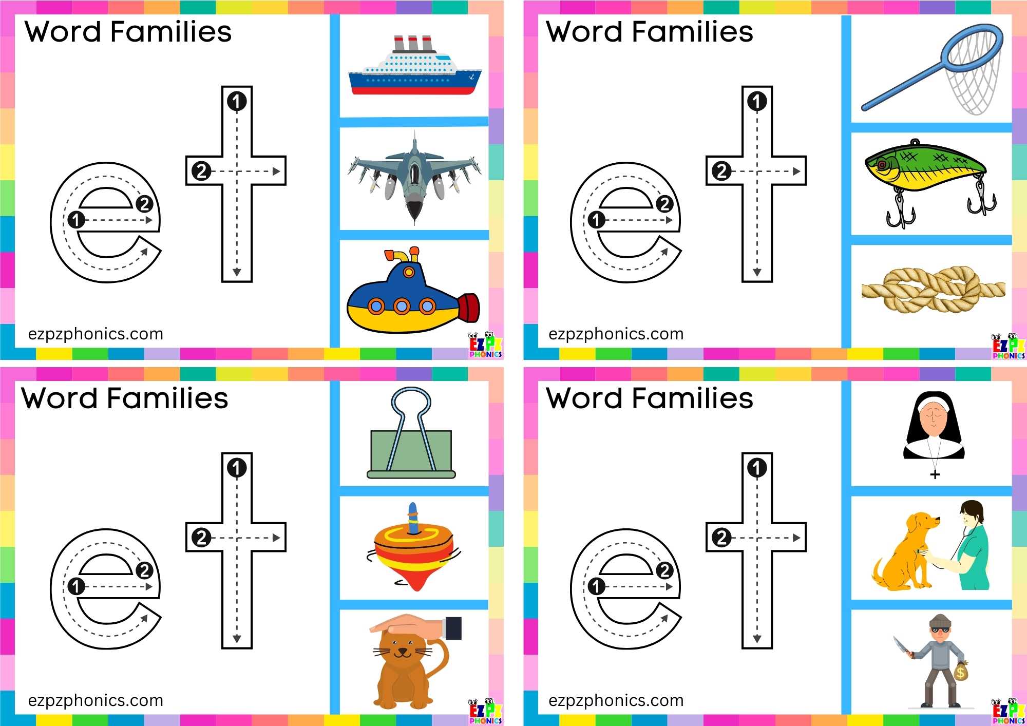 et Word Family Trace the letters and clip the image clip cards group 1 ...