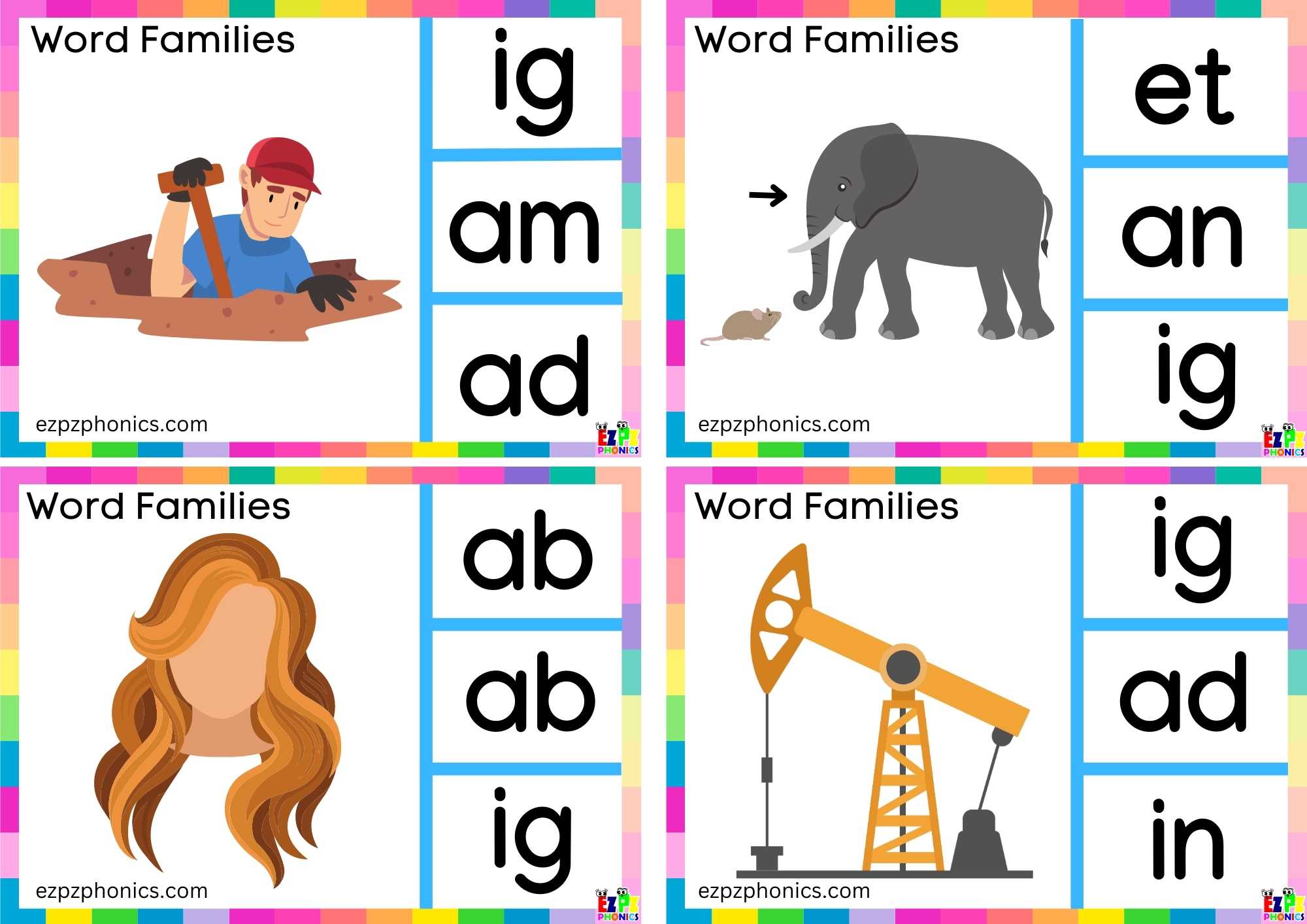 Word Family ig Look at the image and clip the correct letters clip ...