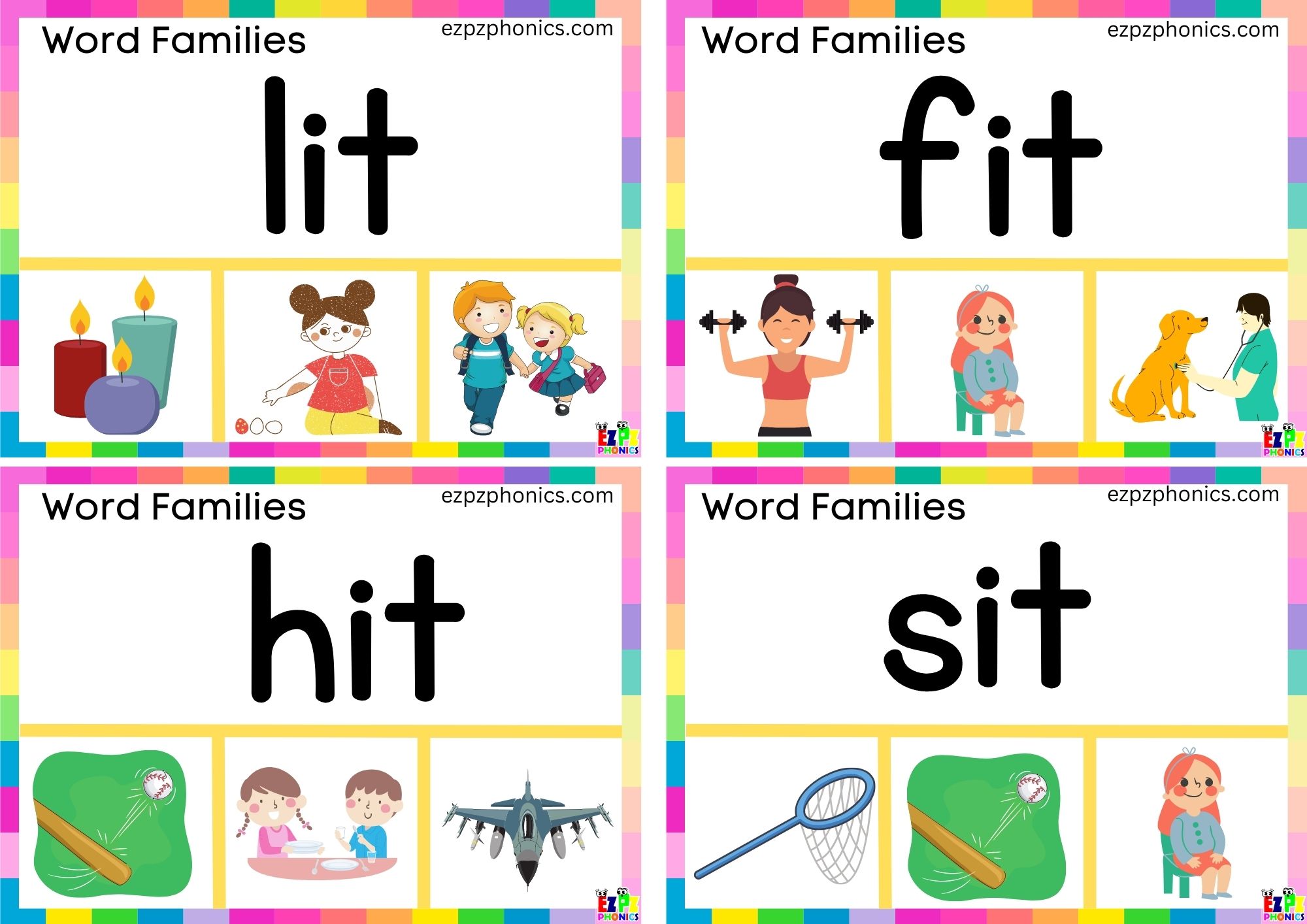 Read the word and clip the correct image clip cards Word Family it ...