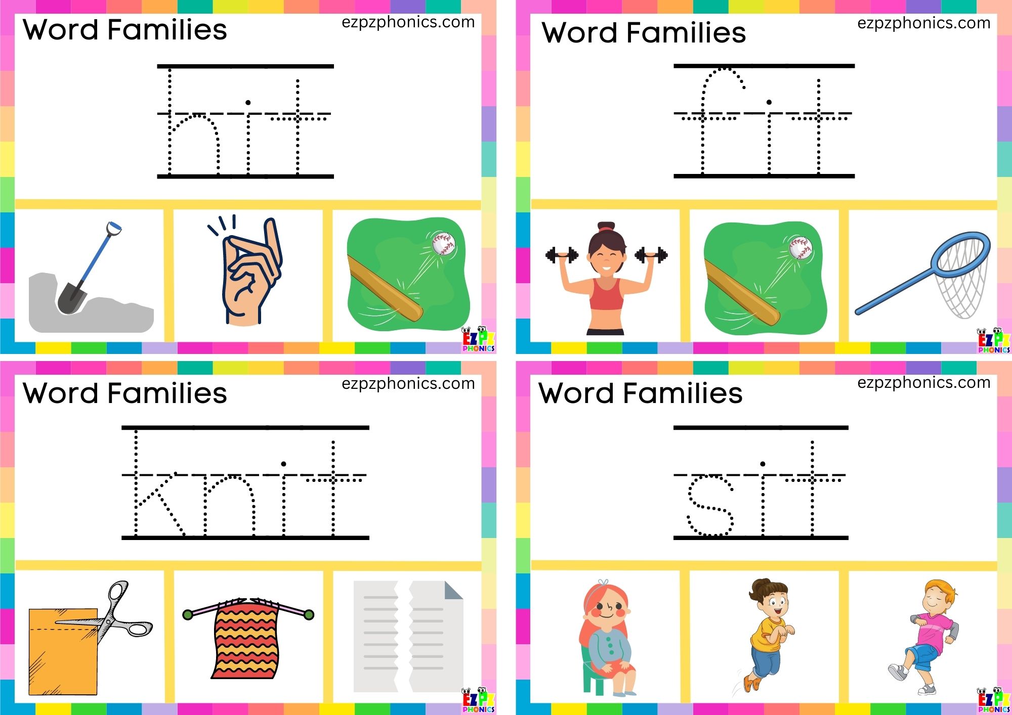 Word Family it Write the words and clip the image Clip cards group 1 ...