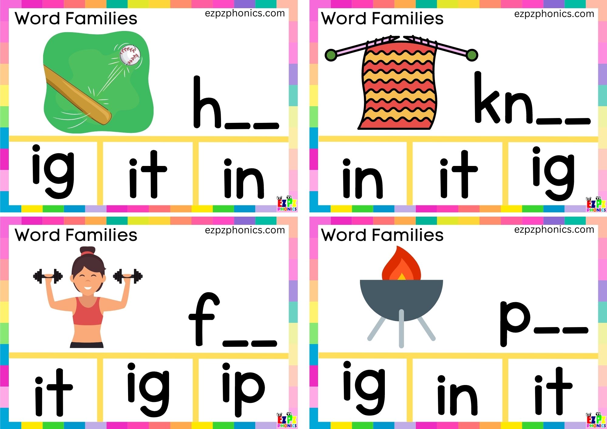 it Word Family Finish the word and clip the correct letters group 1 ...
