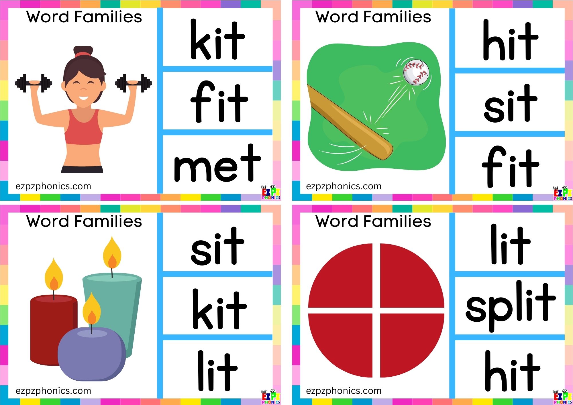 it Word Family Look at the image and clip the correct word clip cards ...