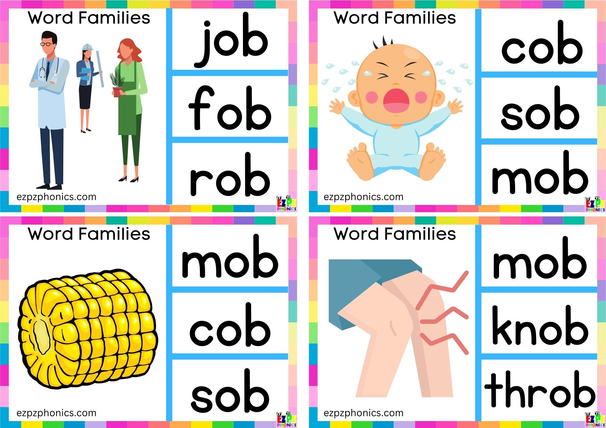 ob Word Family Look at the image and clip the correct word Clip cards ...